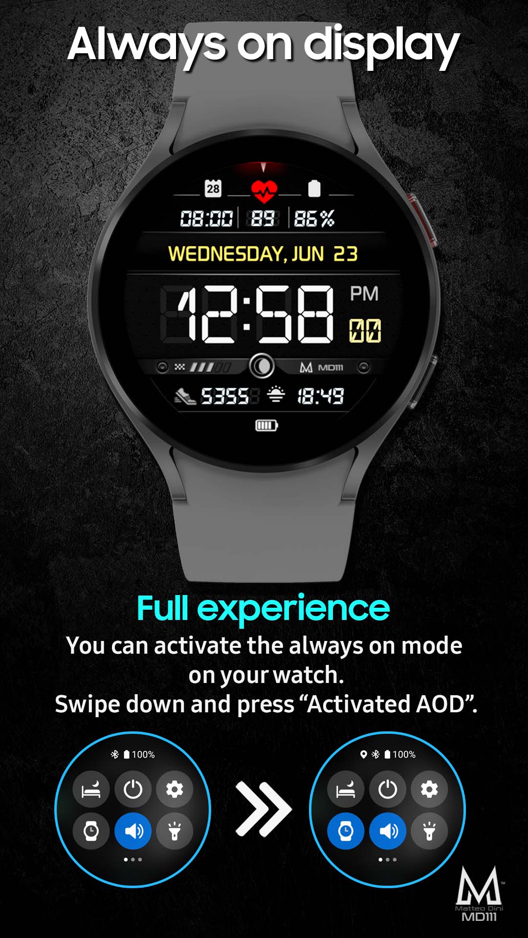 MD111 - Digital Watch Face - Matteo Dini MD Wear OS Tizen