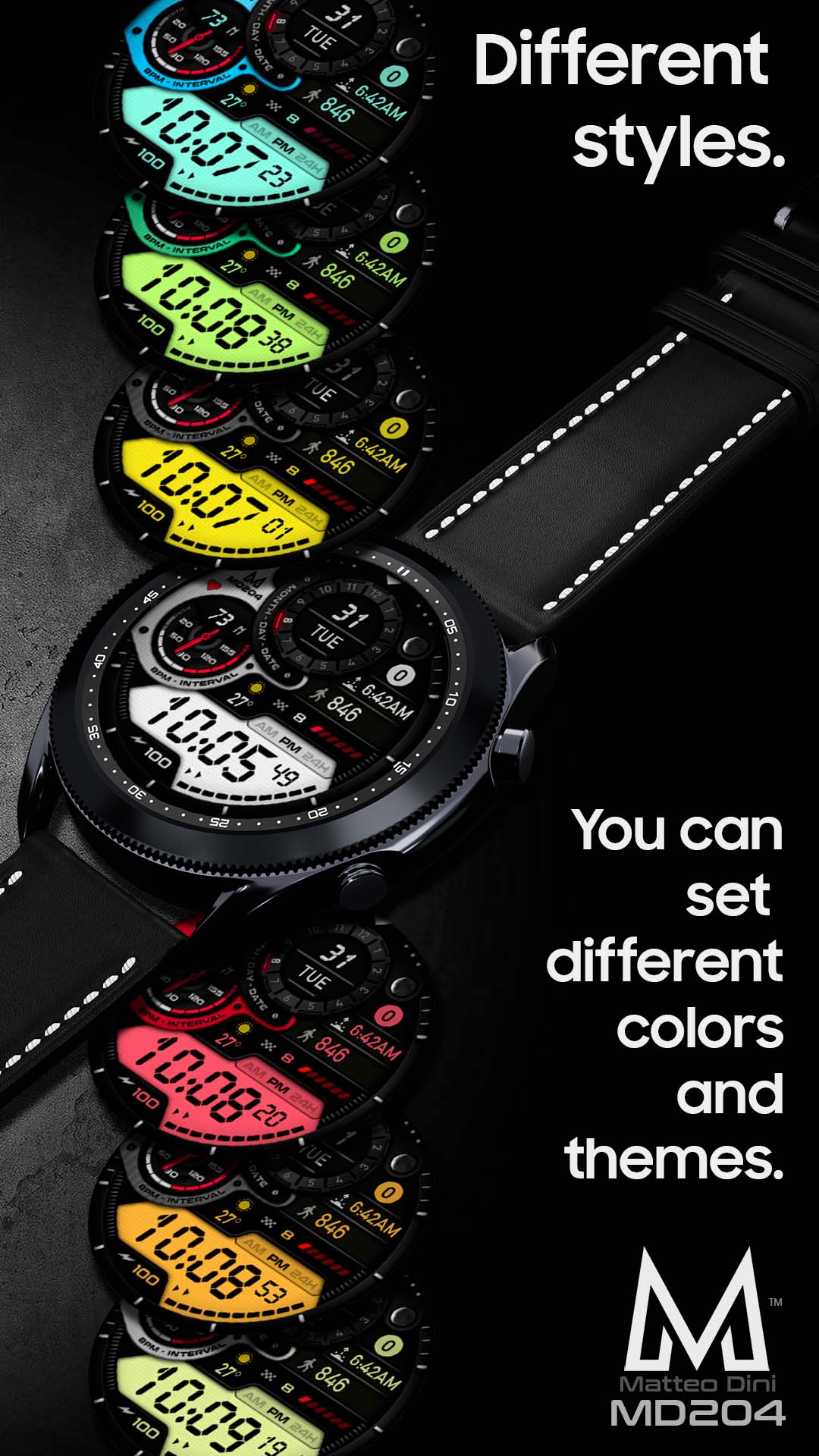 MD204 - Premium Digital Watch Face - Matteo Dini MD Wear OS Tizen