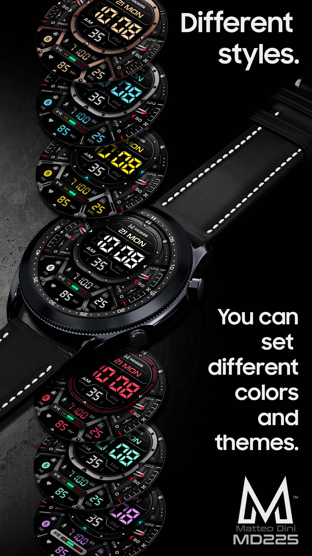 MD225 - Premium Sport Digital Modern Watch Face - Matteo Dini MD Wear ...