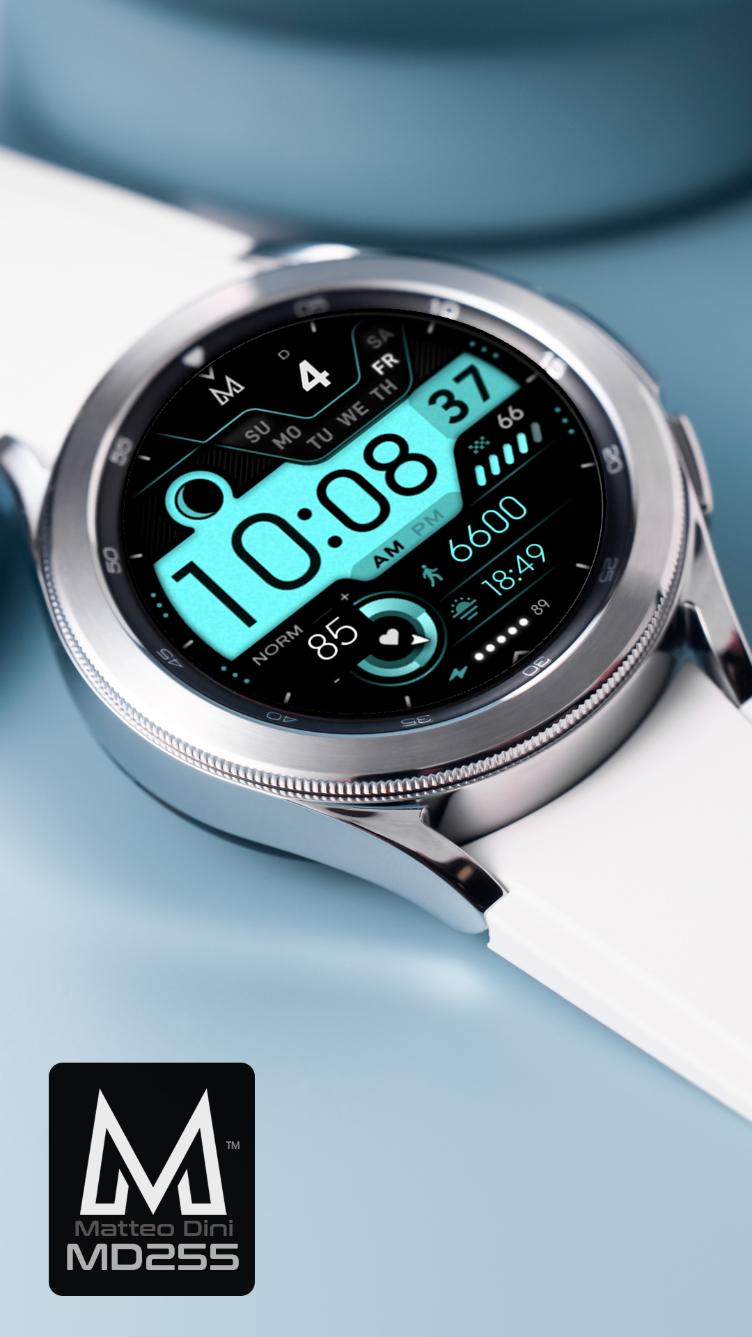 MD255 - Modern Digital Watch Face - Matteo Dini MD Wear OS Tizen