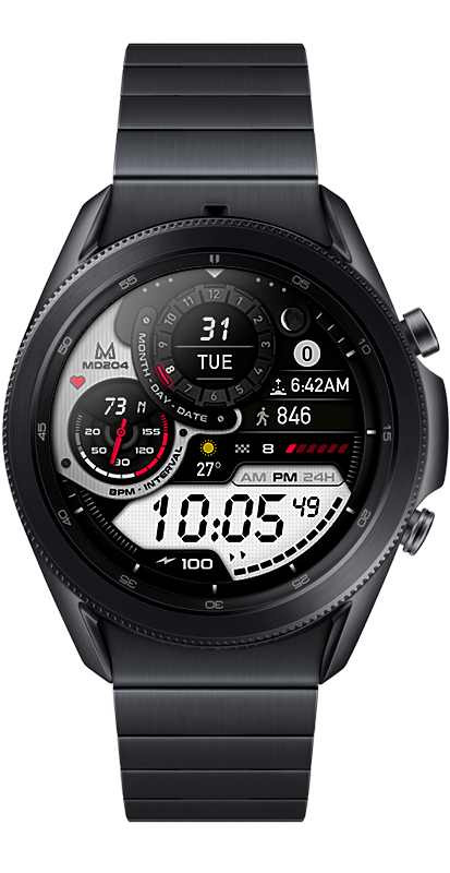 MD255 - Modern Digital Watch Face - Matteo Dini MD Wear OS Tizen