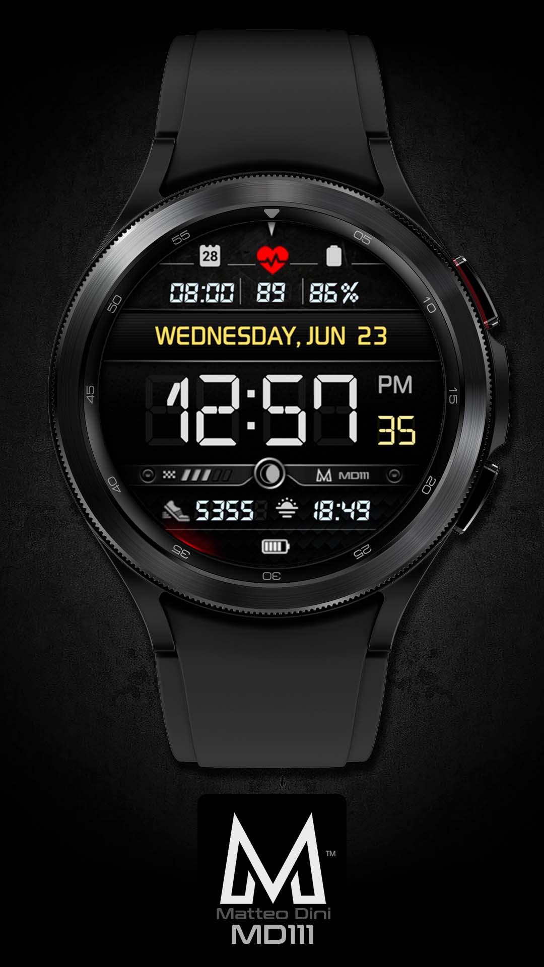MD111 - Digital Watch Face - Matteo Dini MD Wear OS Tizen