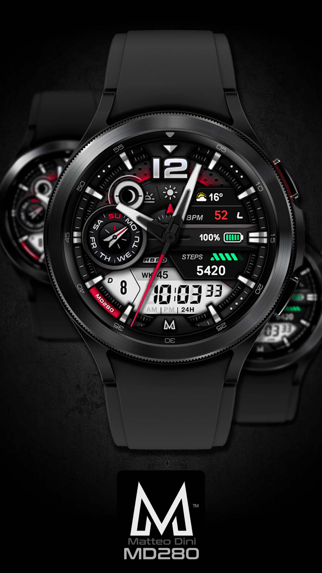 MD280: Hybrid watch face - Matteo Dini MD Wear OS Tizen