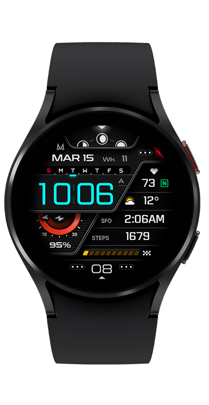 MD236D - Modern Digital Watch Face - Matteo Dini MD Wear OS Tizen