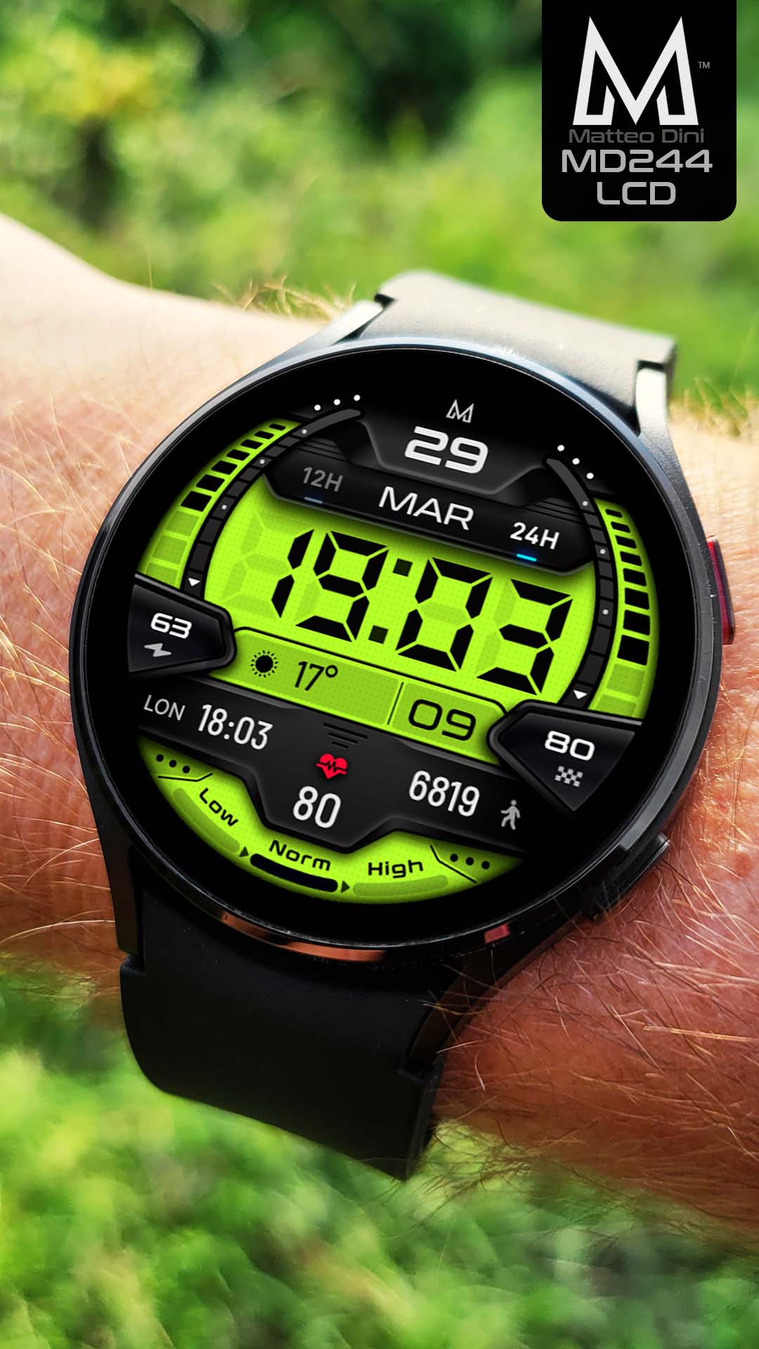 MD244 LCD: Digital watch face - Matteo Dini MD Wear OS Tizen
