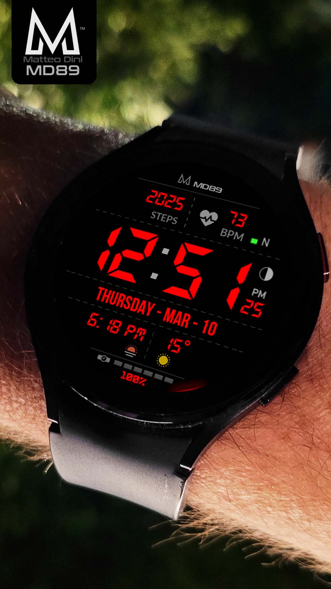 MD89: Minimal Digital watch face - Matteo Dini MD Wear OS Tizen