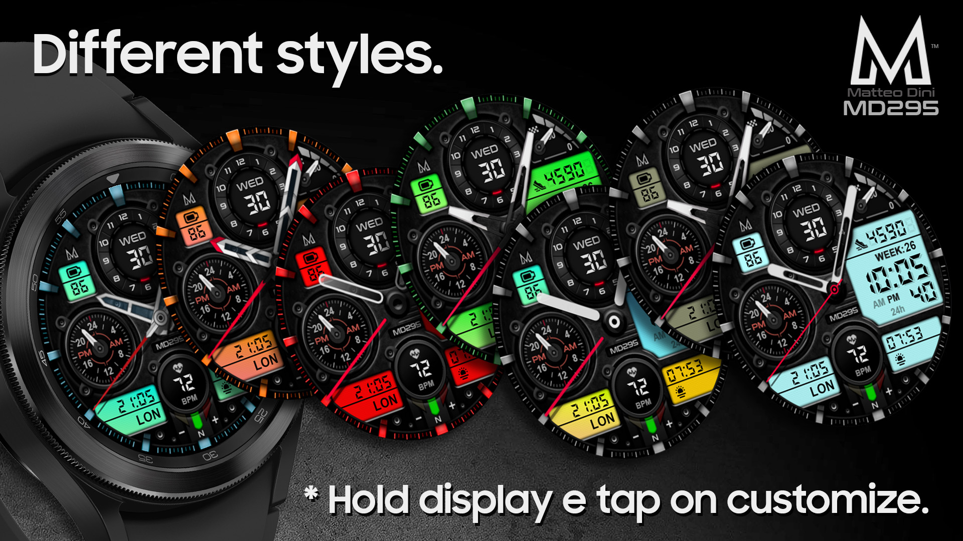 MD295: Hybrid watch face - Matteo Dini MD Wear OS Tizen