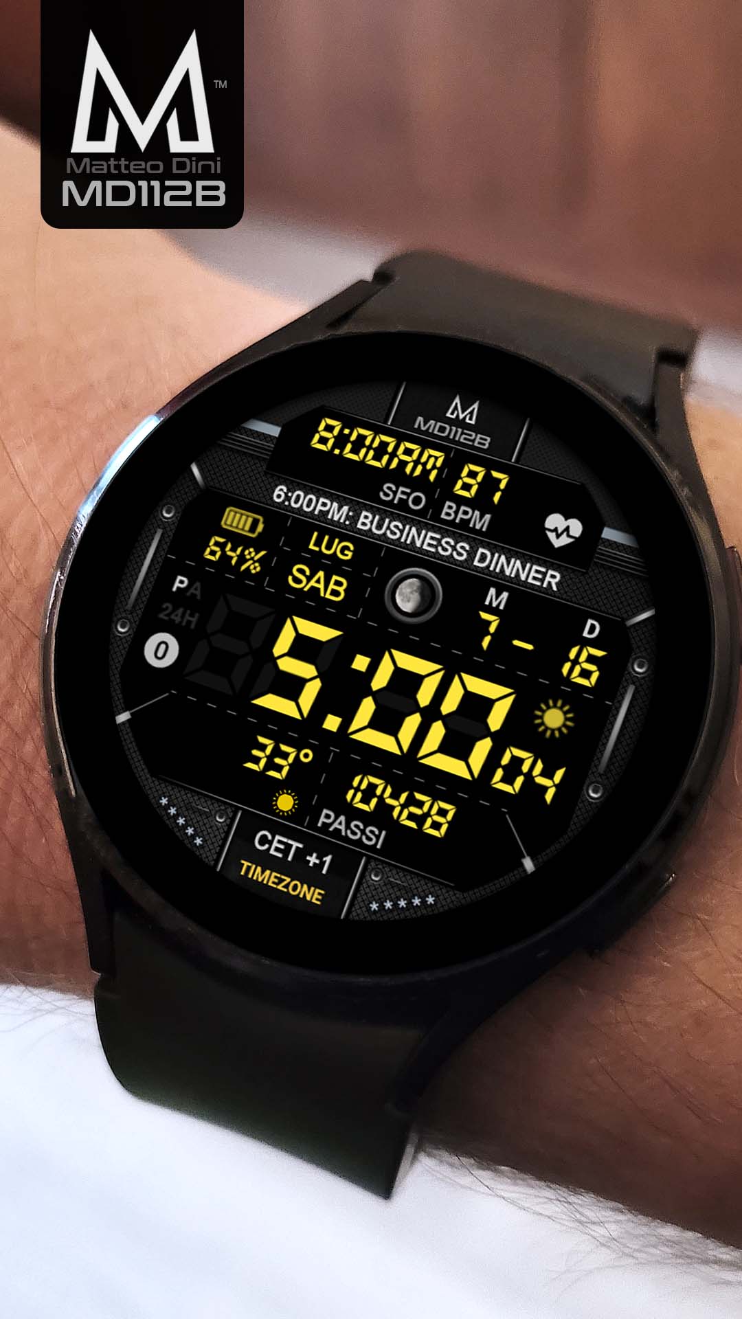 MD112B: Digital watch face - Matteo Dini MD Wear OS Tizen