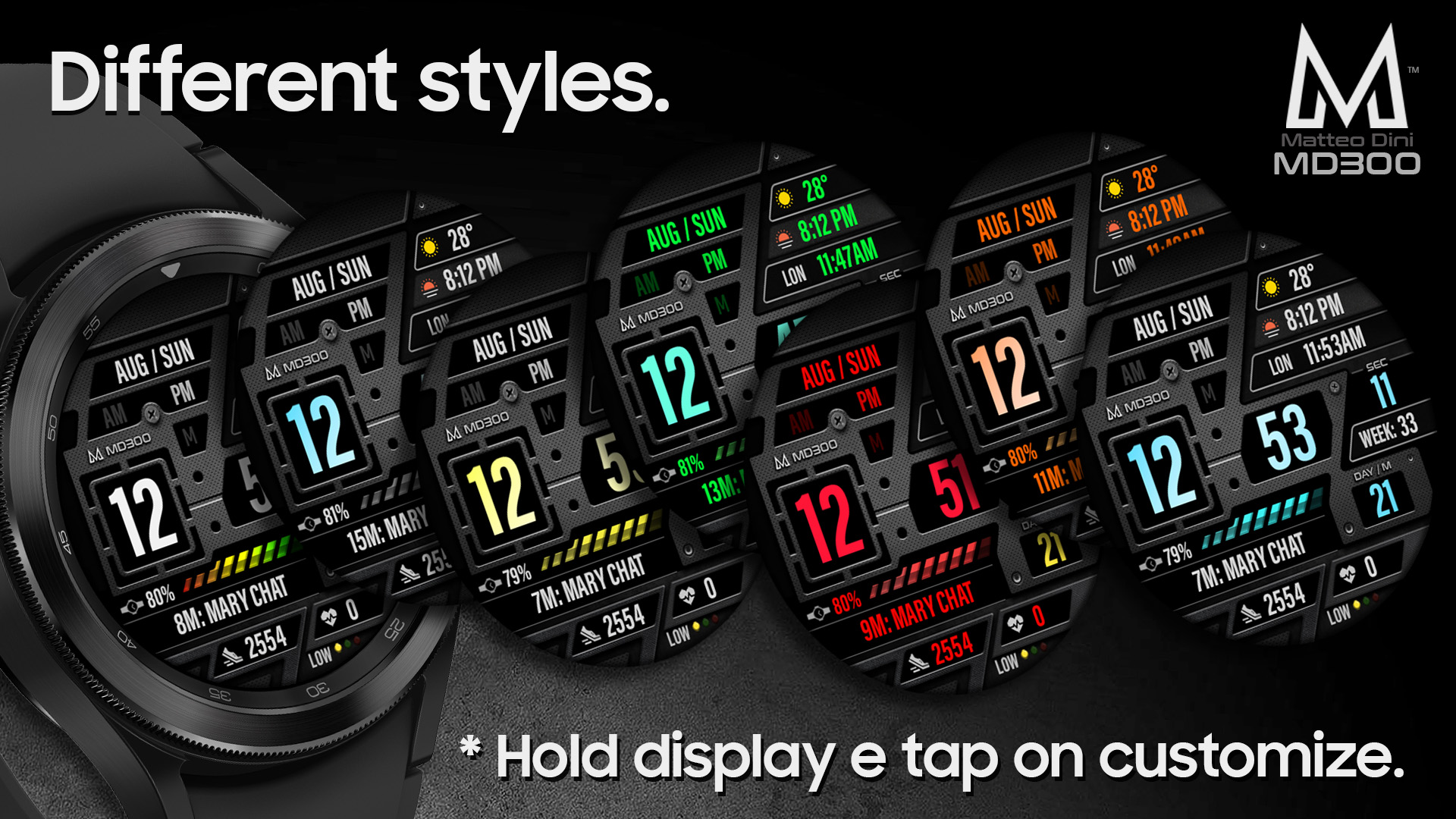MD300: Digital watch face - Matteo Dini MD Wear OS Tizen
