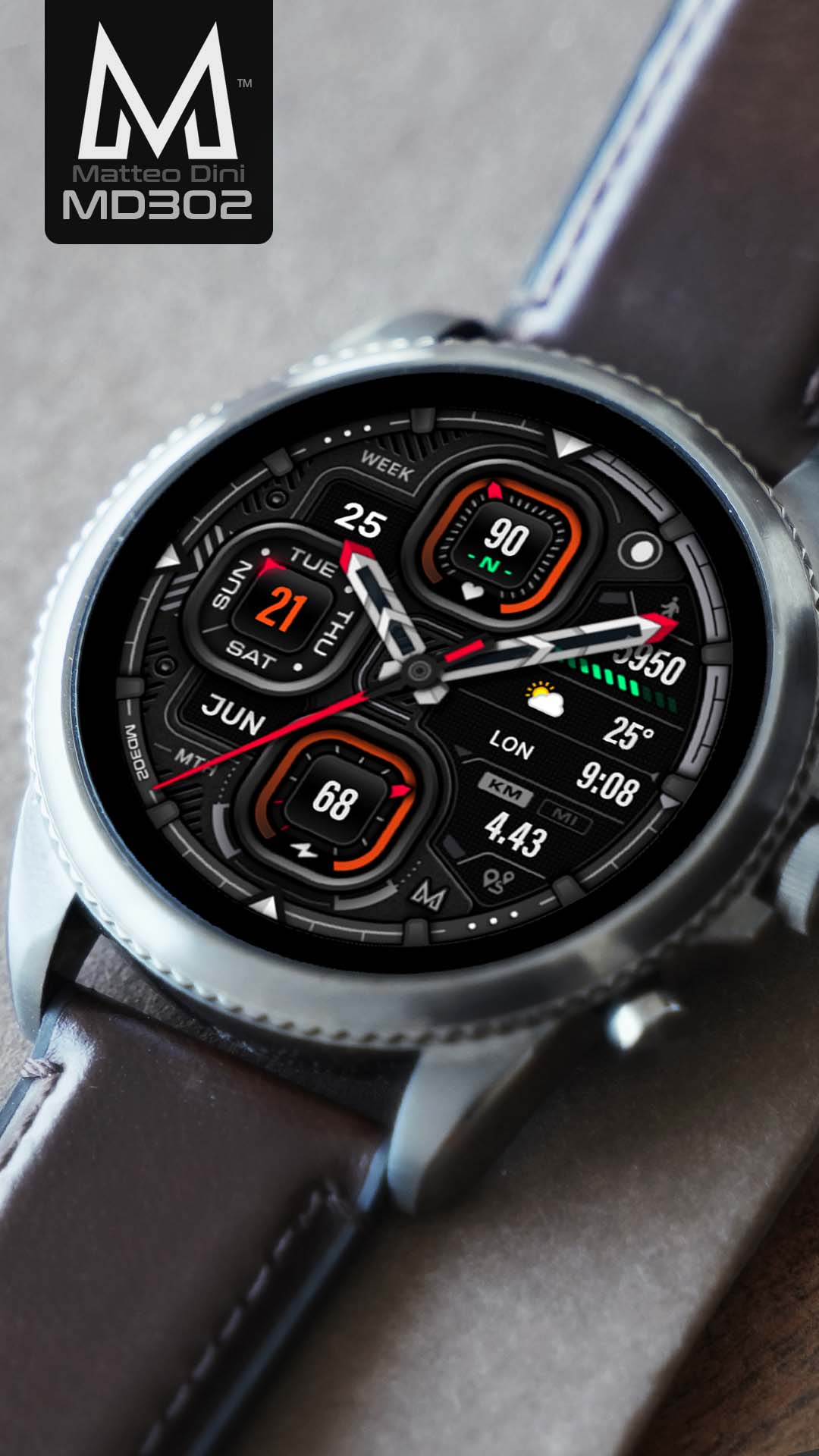 MD302: Analog watch face - Matteo Dini MD Wear OS Tizen