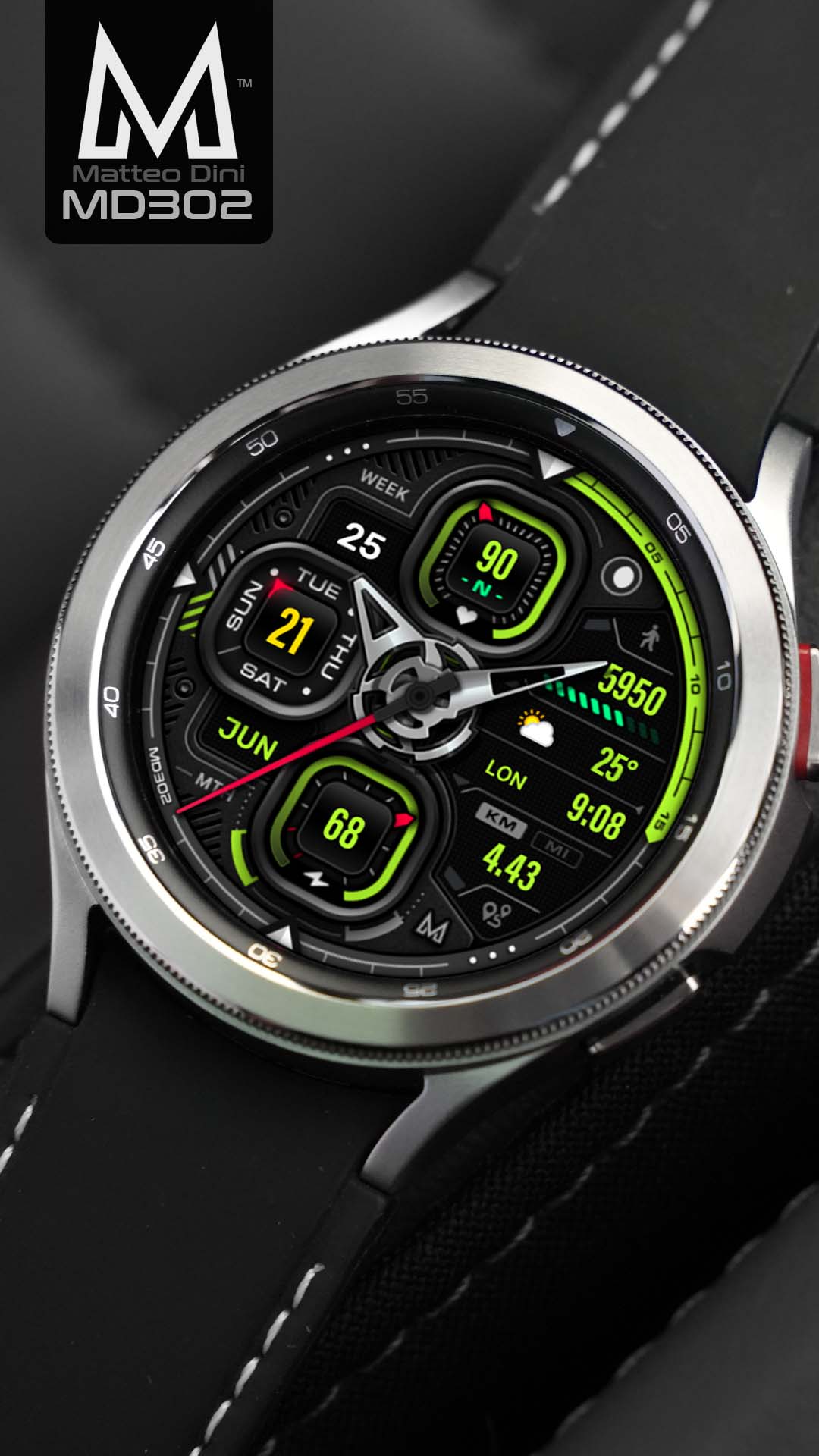 MD302: Analog watch face - Matteo Dini MD Wear OS Tizen
