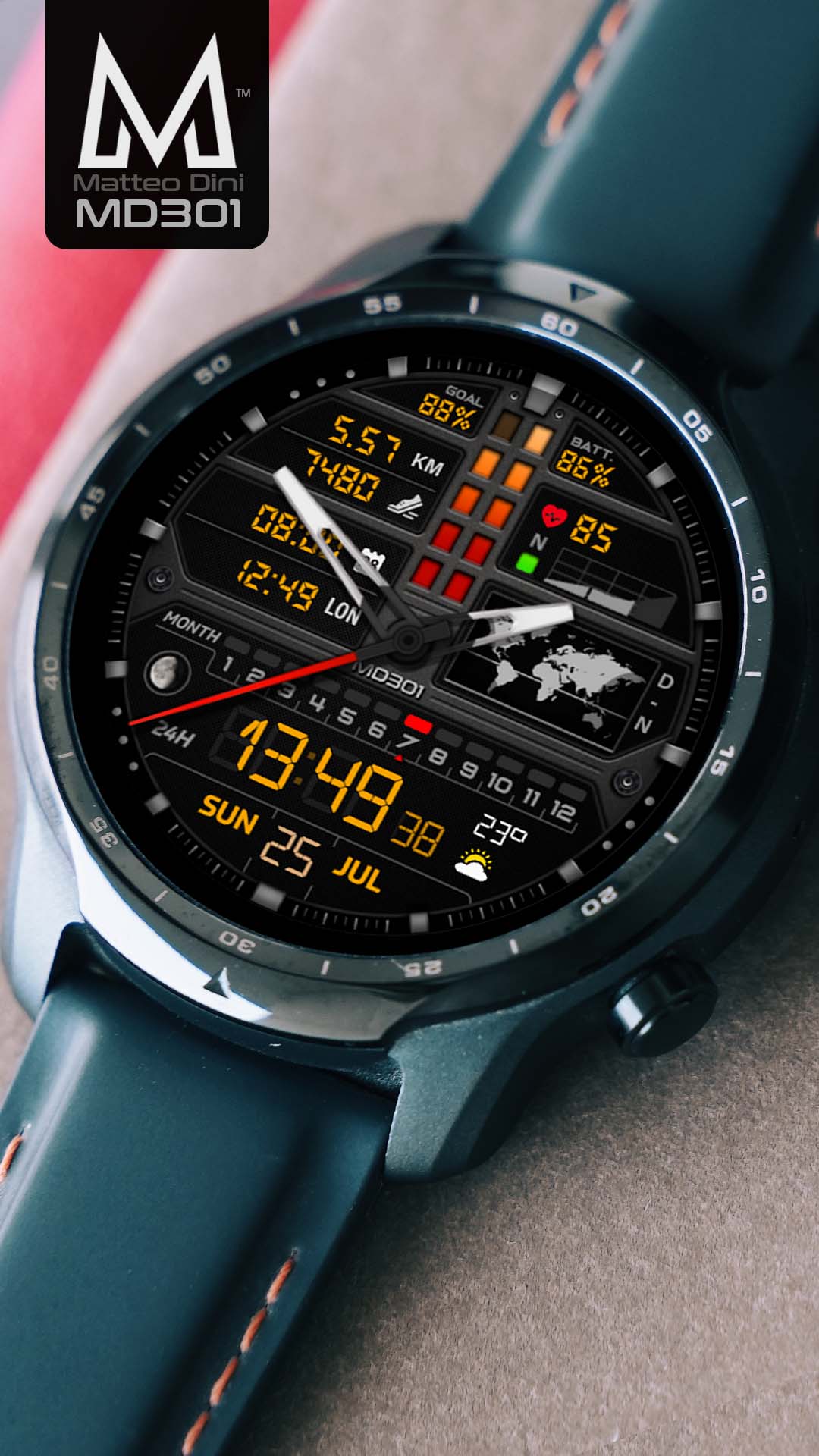 MD301: Hybrid watch face - Matteo Dini MD Wear OS Tizen