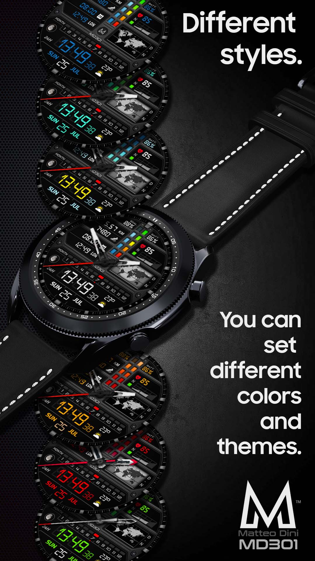 MD301: Hybrid watch face - Matteo Dini MD Wear OS Tizen