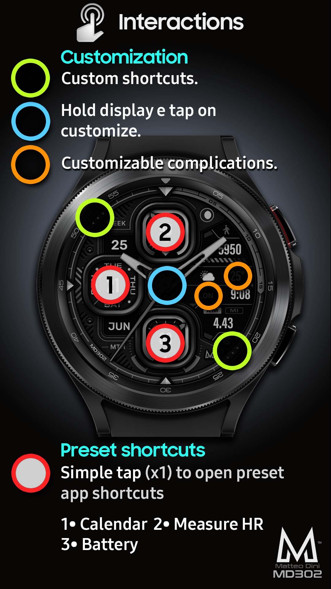 MD302: Analog watch face - Matteo Dini MD Wear OS Tizen