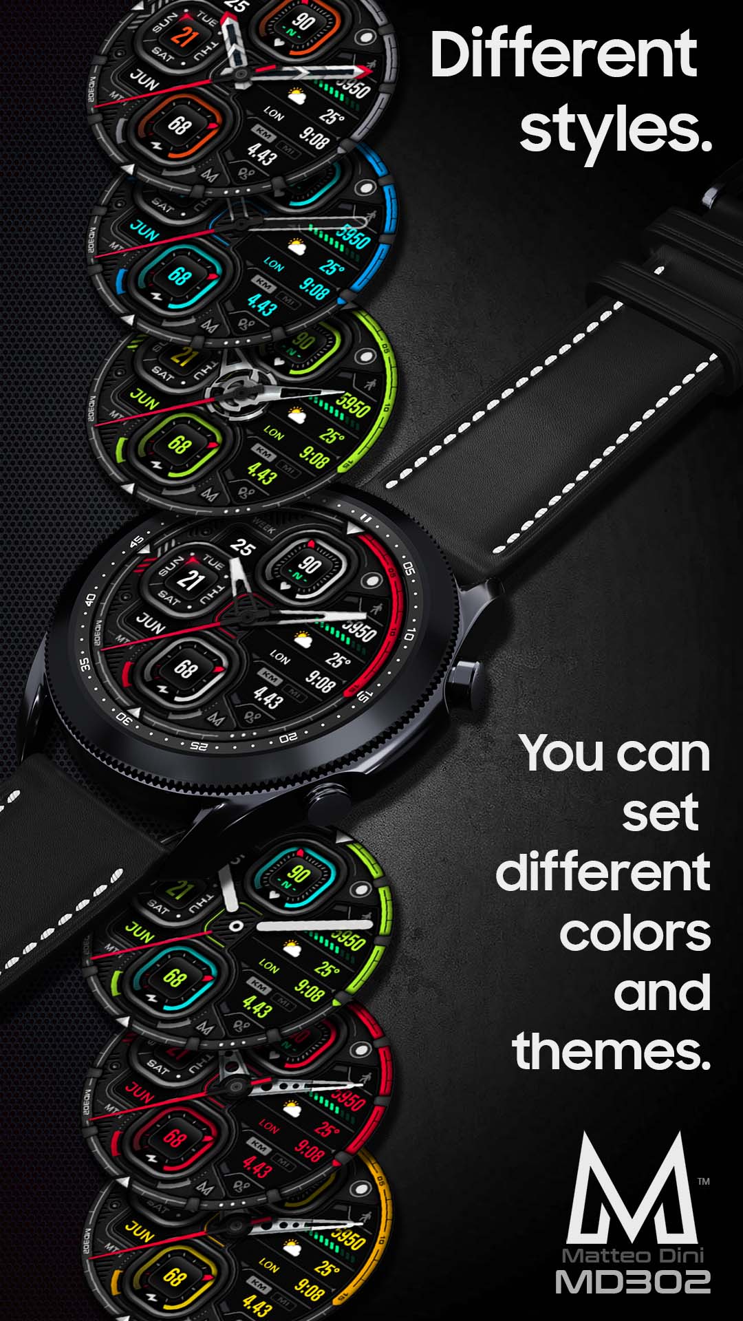 MD302: Analog watch face - Matteo Dini MD Wear OS Tizen