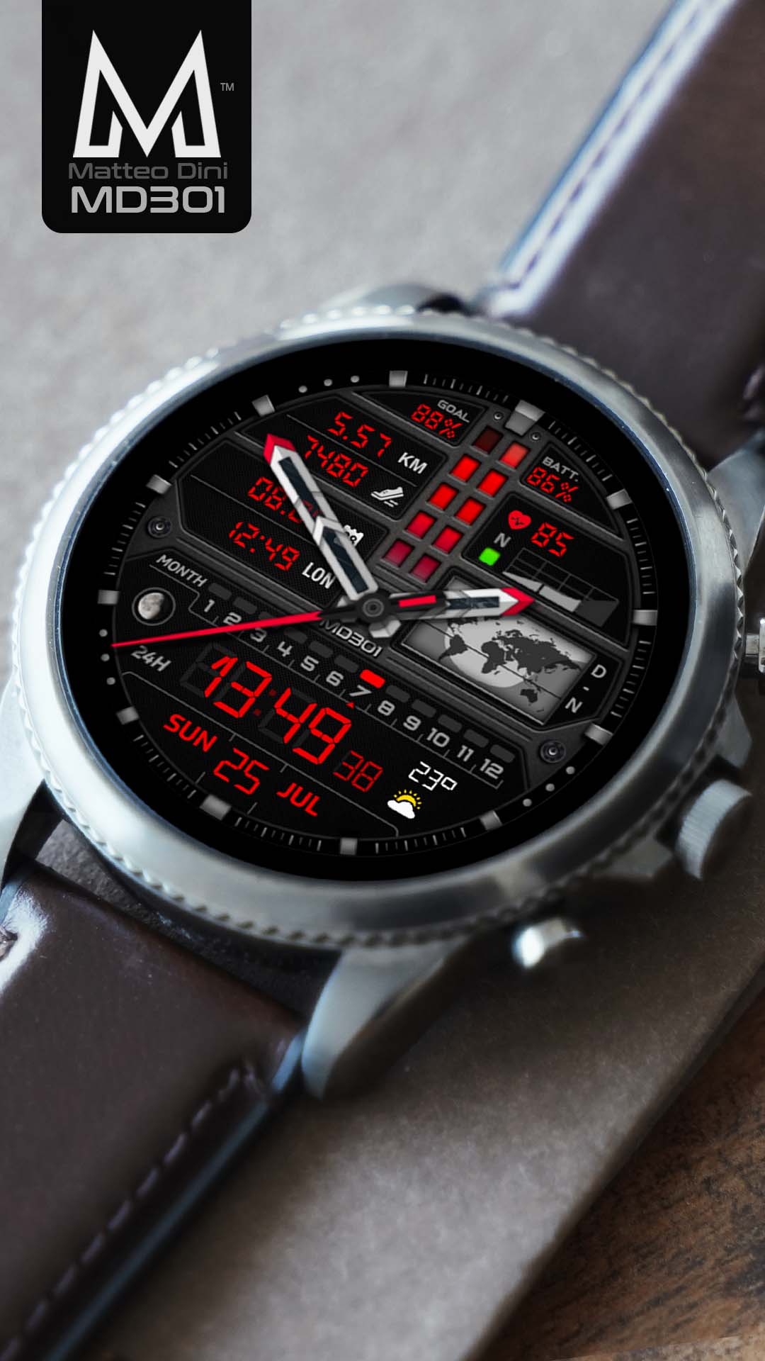 MD301: Hybrid watch face - Matteo Dini MD Wear OS Tizen