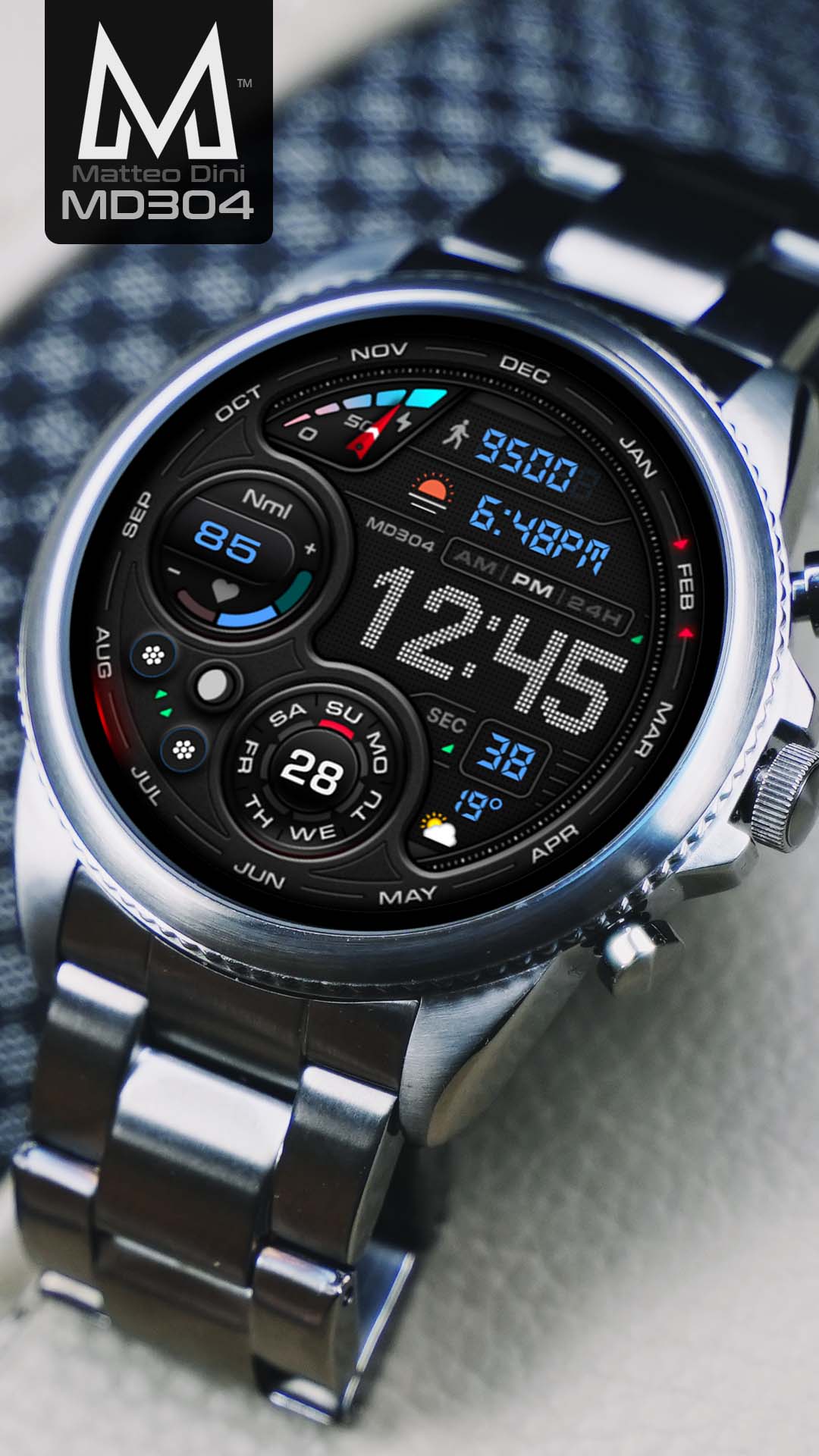 MD304: Digital watch face - Matteo Dini MD Wear OS Tizen