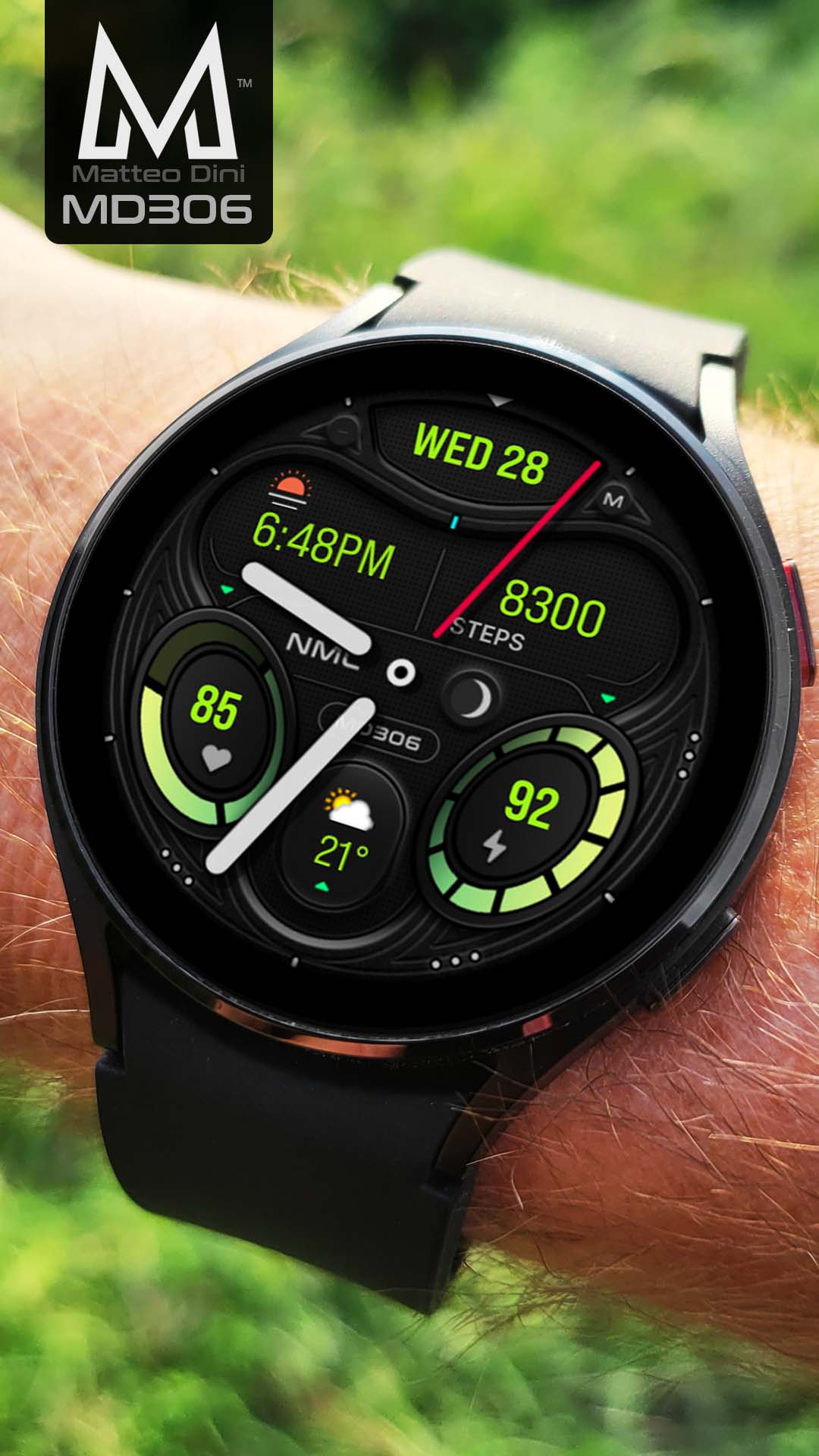 MD306: Minimal analog watch face - Matteo Dini MD Wear OS Tizen