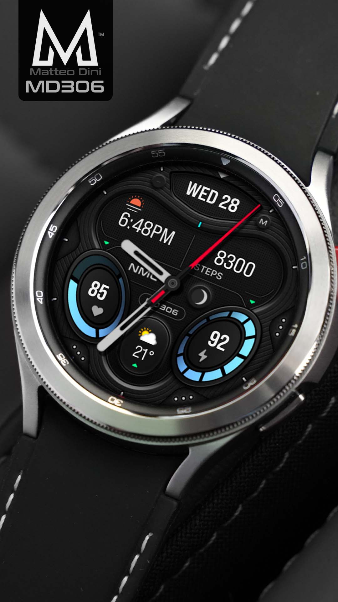 MD306: Minimal analog watch face - Matteo Dini MD Wear OS Tizen