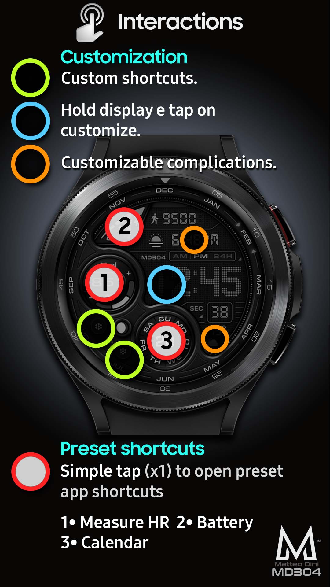 MD304: Digital watch face - Matteo Dini MD Wear OS Tizen
