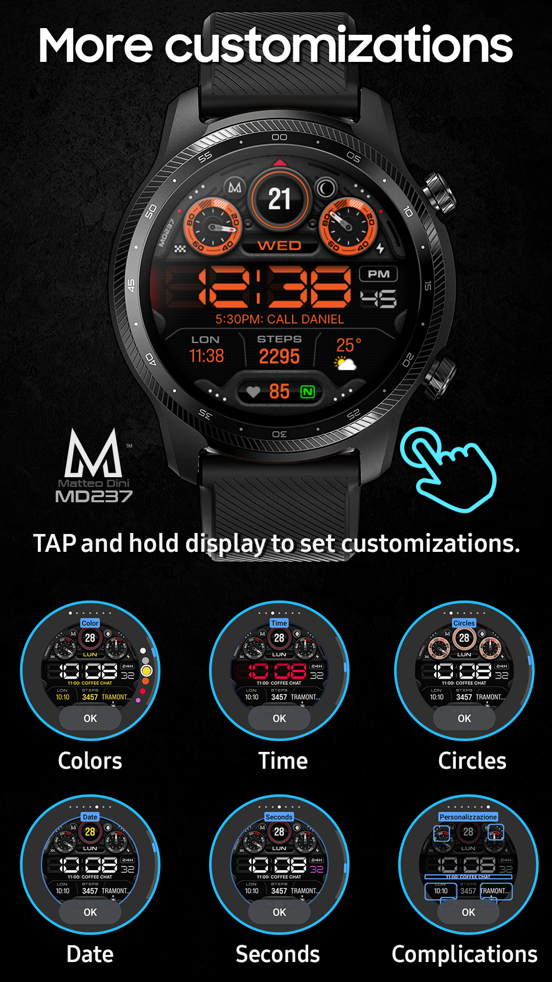 MD237 Digital watch face - Matteo Dini MD Wear OS Tizen