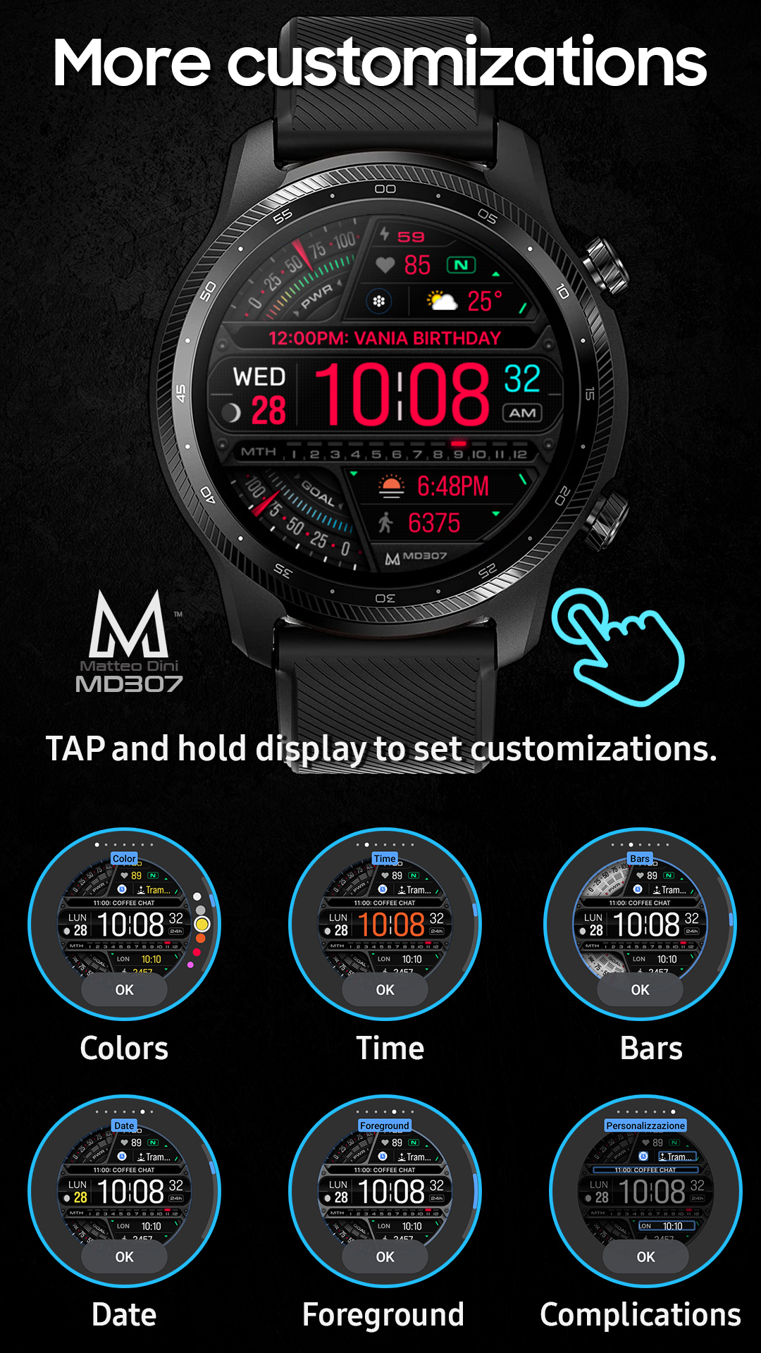 MD307: Digital watch face - Matteo Dini MD Wear OS Tizen