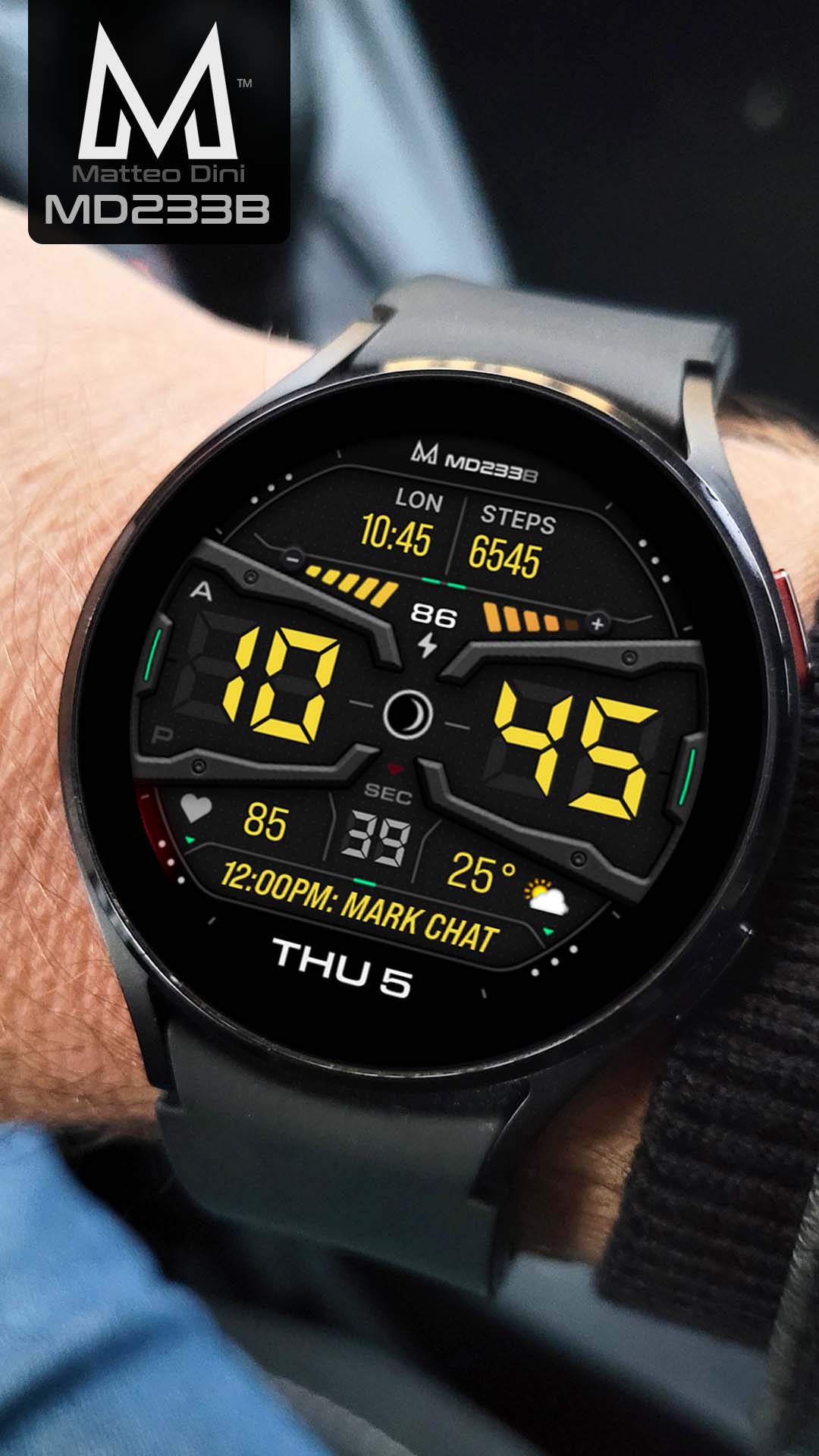 MD233B Digital watch face - Matteo Dini MD Wear OS Tizen