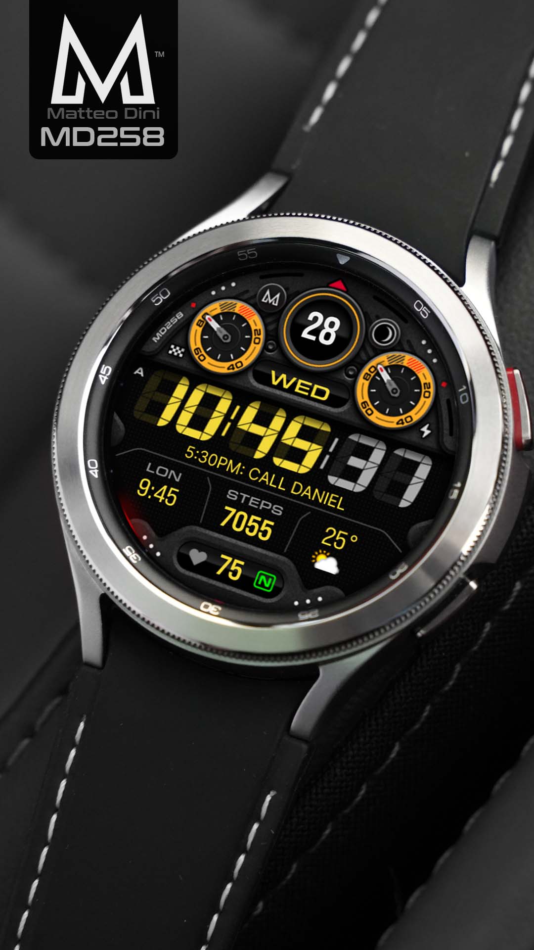 MD258 Digital watch face - Matteo Dini MD Wear OS Tizen