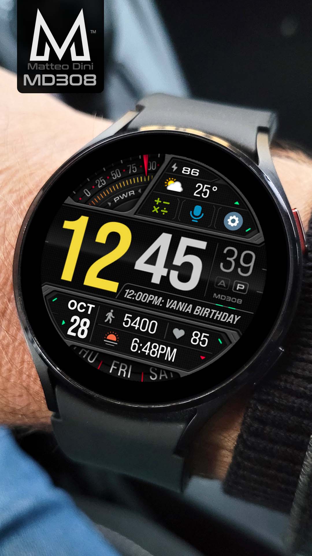 MD308 Digital watch face - Matteo Dini MD Wear OS Tizen