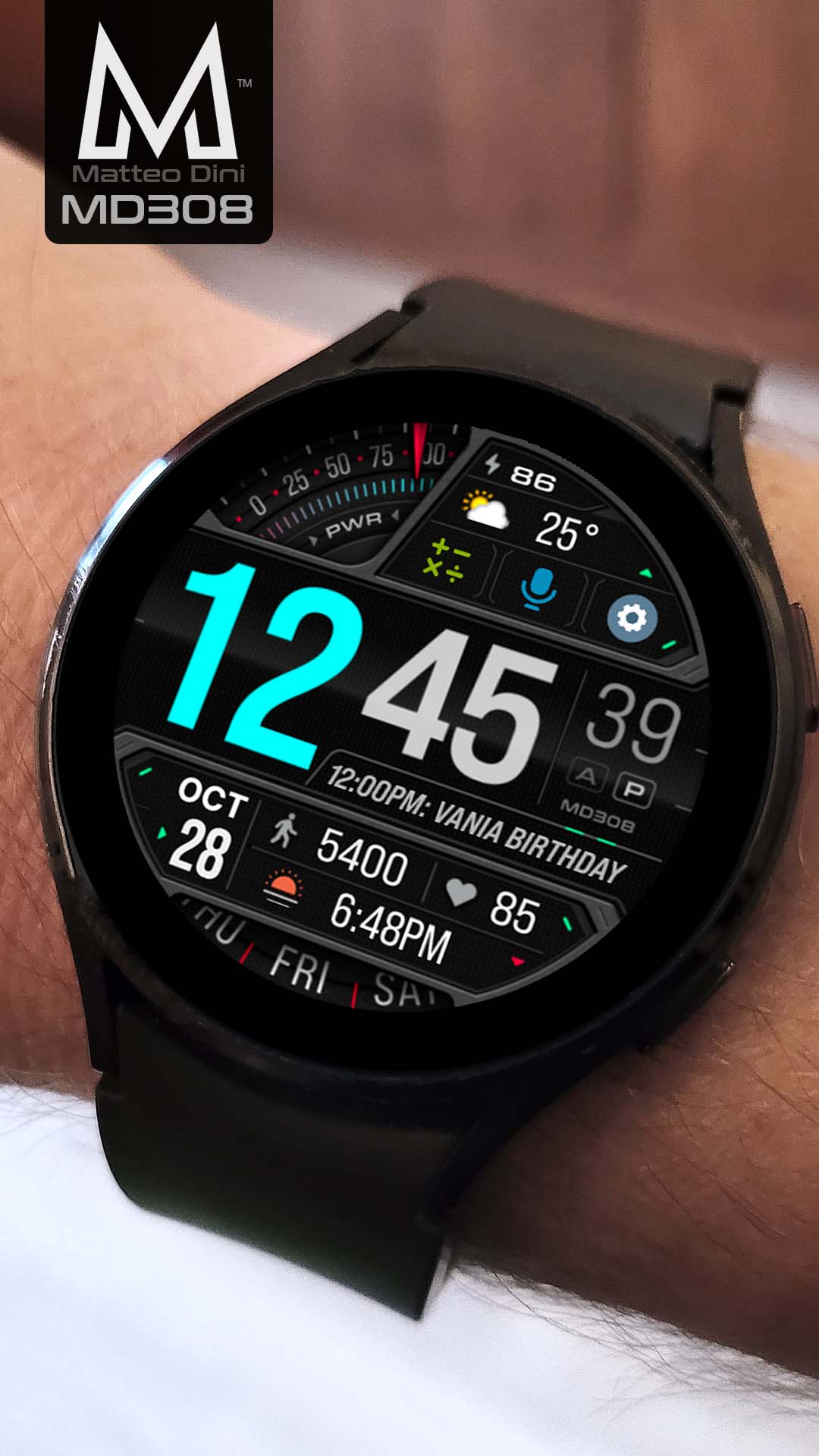 MD308 Digital watch face - Matteo Dini MD Wear OS Tizen