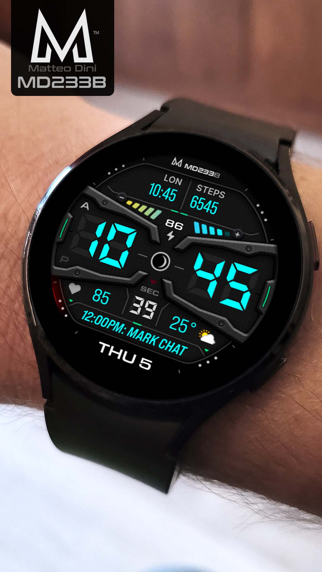 MD233B Digital watch face - Matteo Dini MD Wear OS Tizen