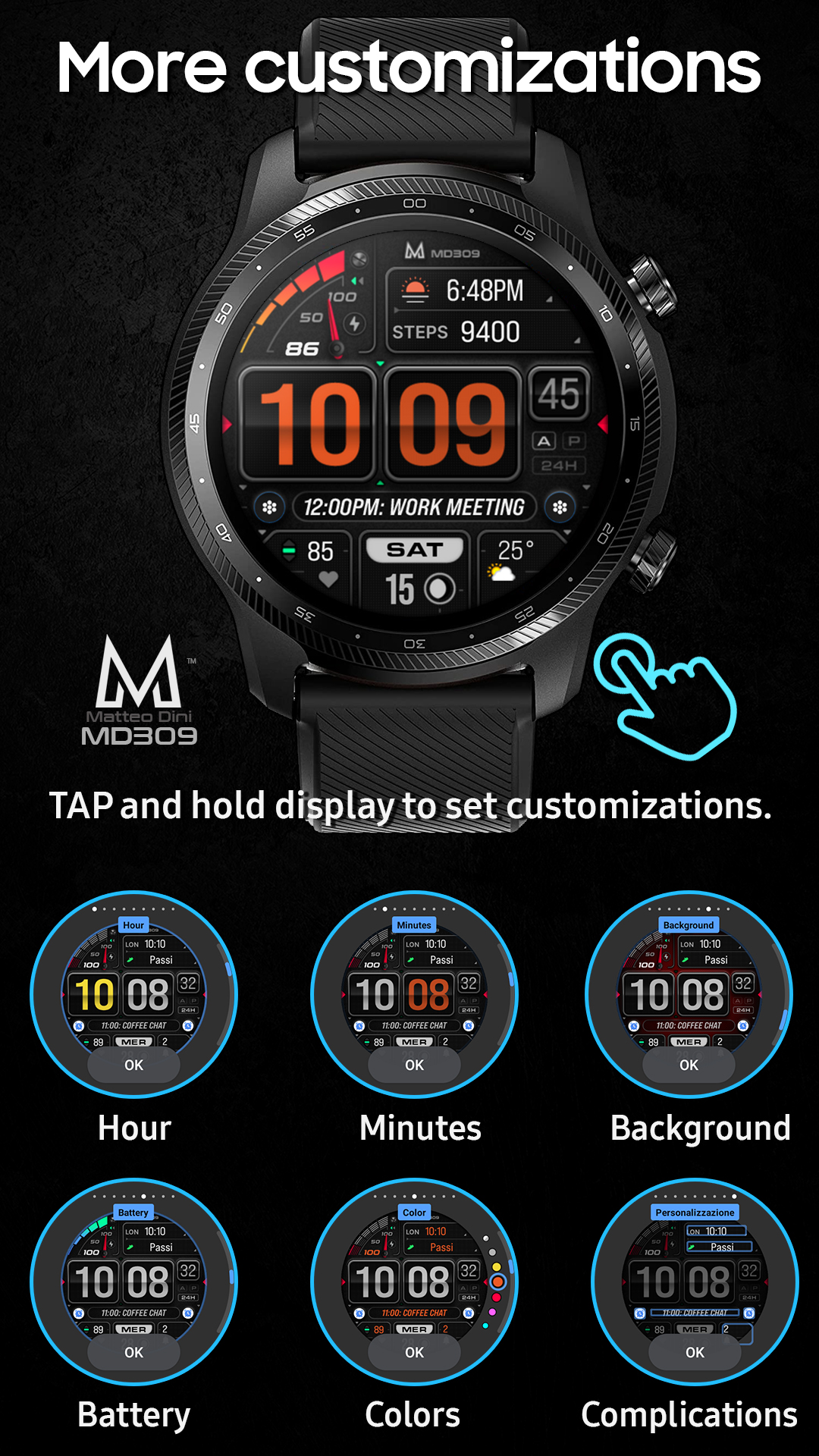MD309 Digital watch face - Matteo Dini MD Wear OS Tizen