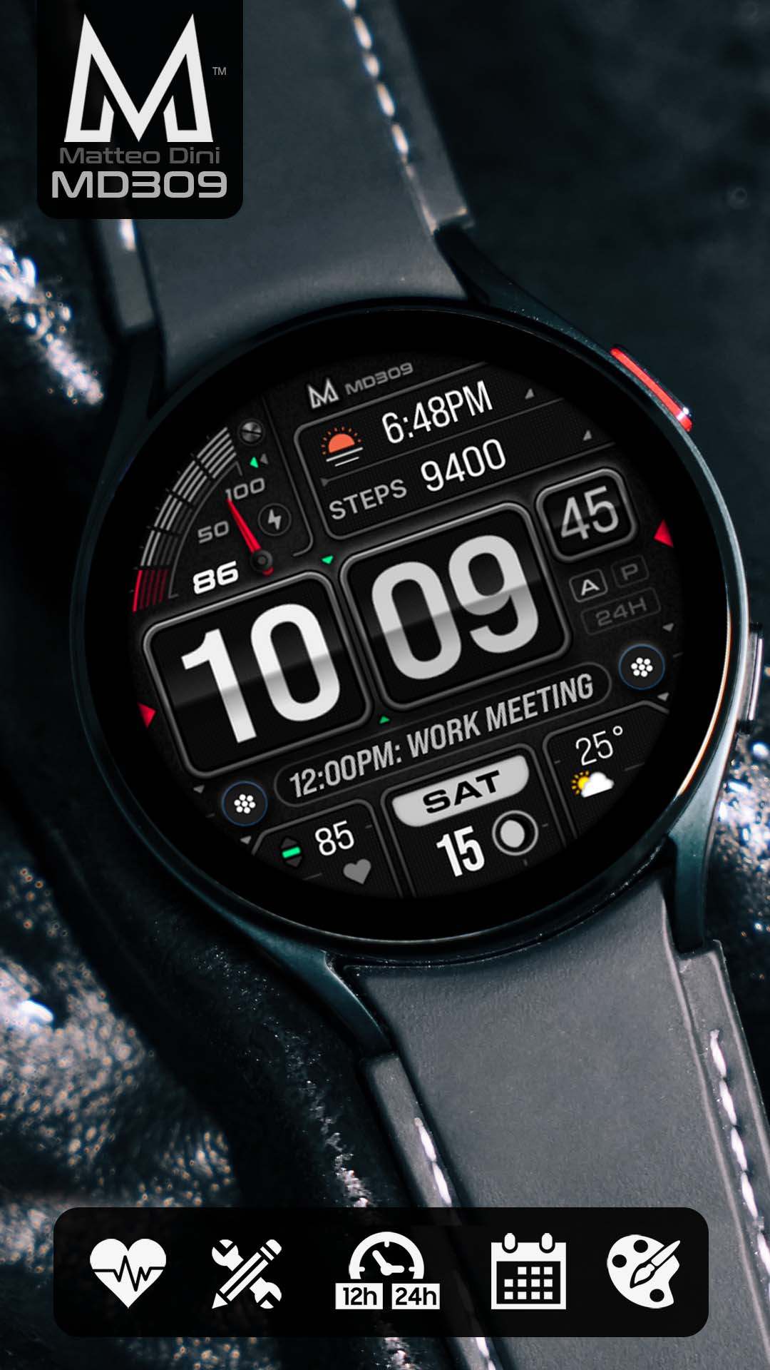 MD309 Digital watch face - Matteo Dini MD Wear OS Tizen