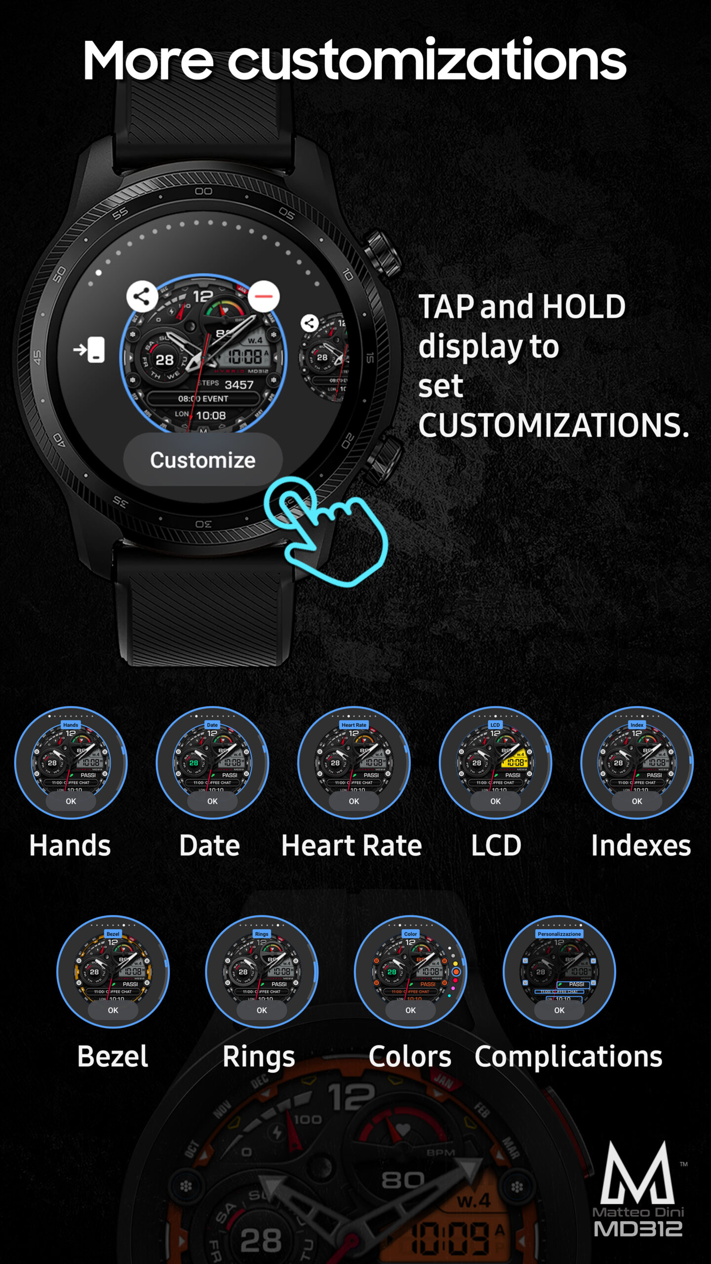 MD312 Hybrid Watch Face - Matteo Dini MD Wear OS Tizen