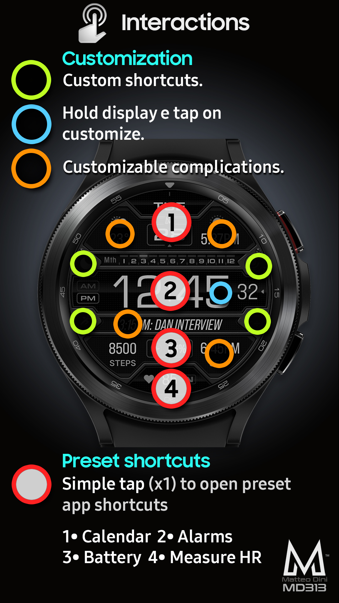 MD313 Digital Watch Face - Matteo Dini MD Wear OS Tizen
