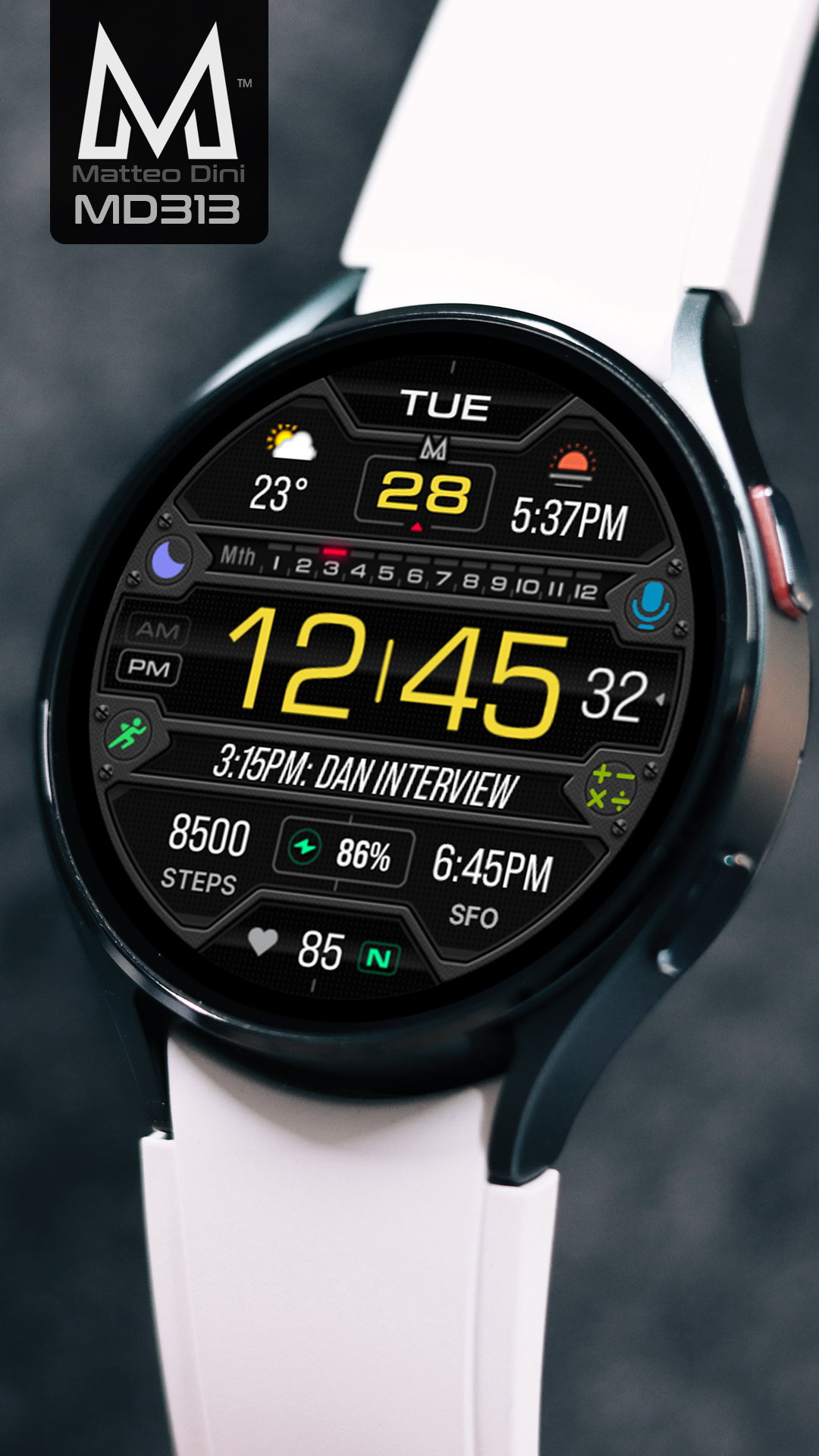 MD313 Digital Watch Face - Matteo Dini MD Wear OS Tizen