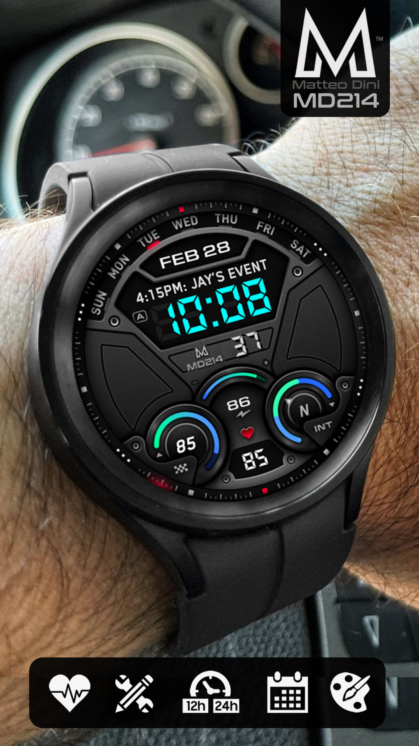 MD214 Digital Watch Face - Matteo Dini MD Wear OS Tizen
