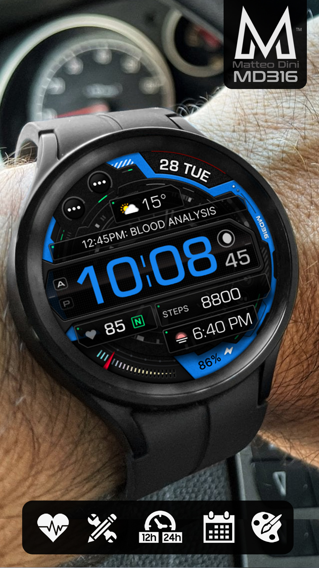 MD316 Digital Watch Face - Matteo Dini MD Wear OS Tizen