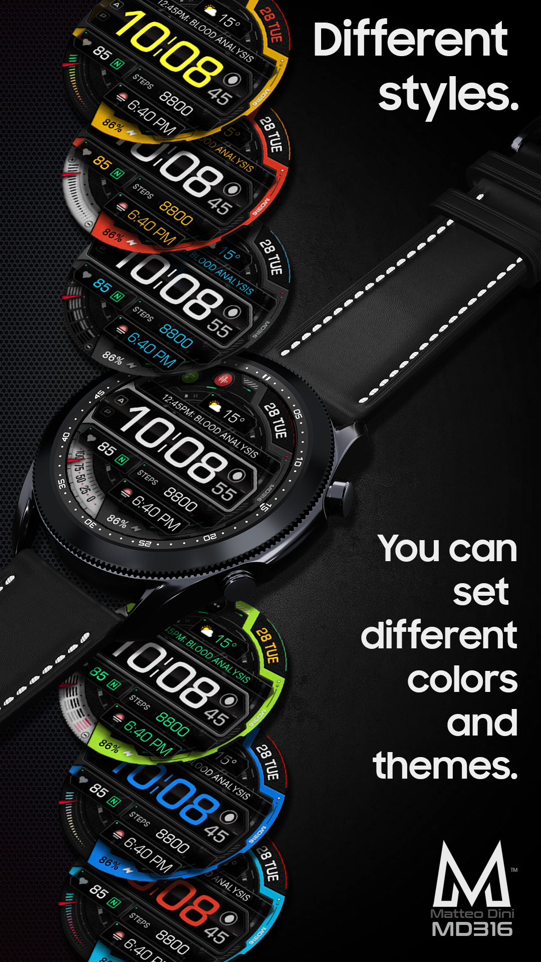 MD316 Digital Watch Face - Matteo Dini MD Wear OS Tizen