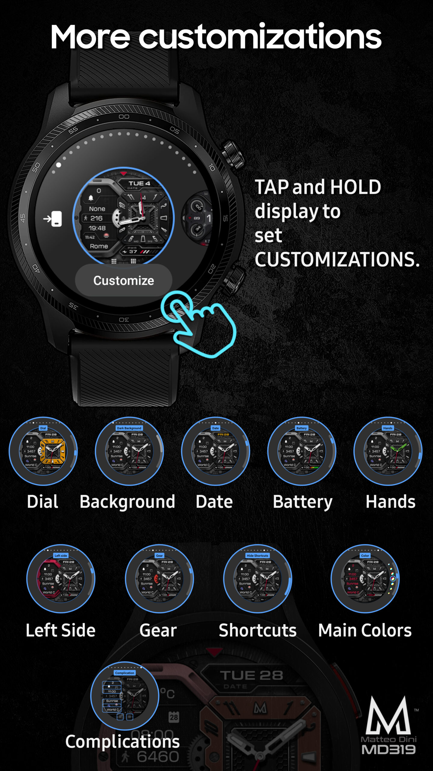MD319 Analog Watch Face - Matteo Dini MD Wear OS Tizen