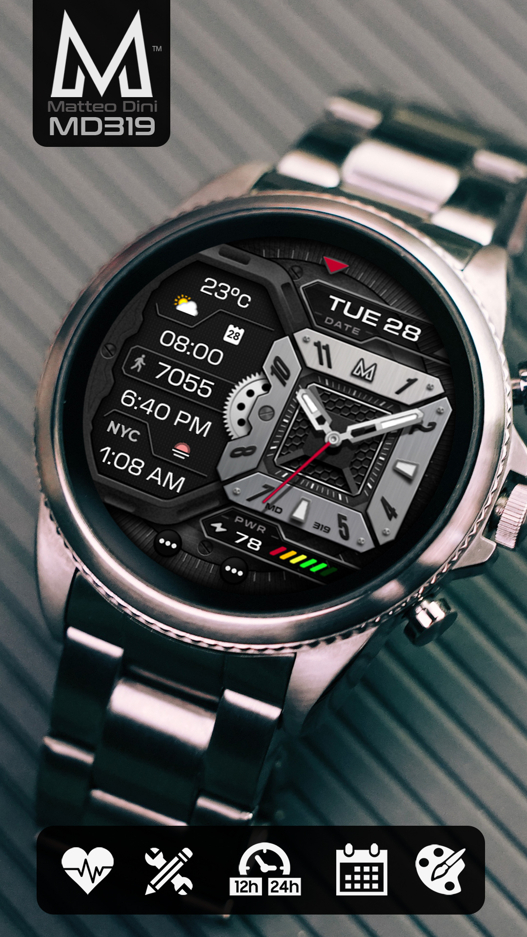 MD319 Analog Watch Face - Matteo Dini MD Wear OS Tizen