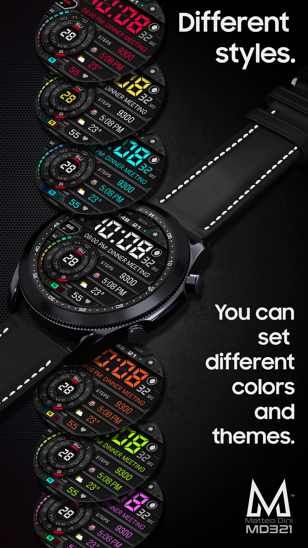 MD321 Digital Watch Face - Matteo Dini MD Wear OS Tizen