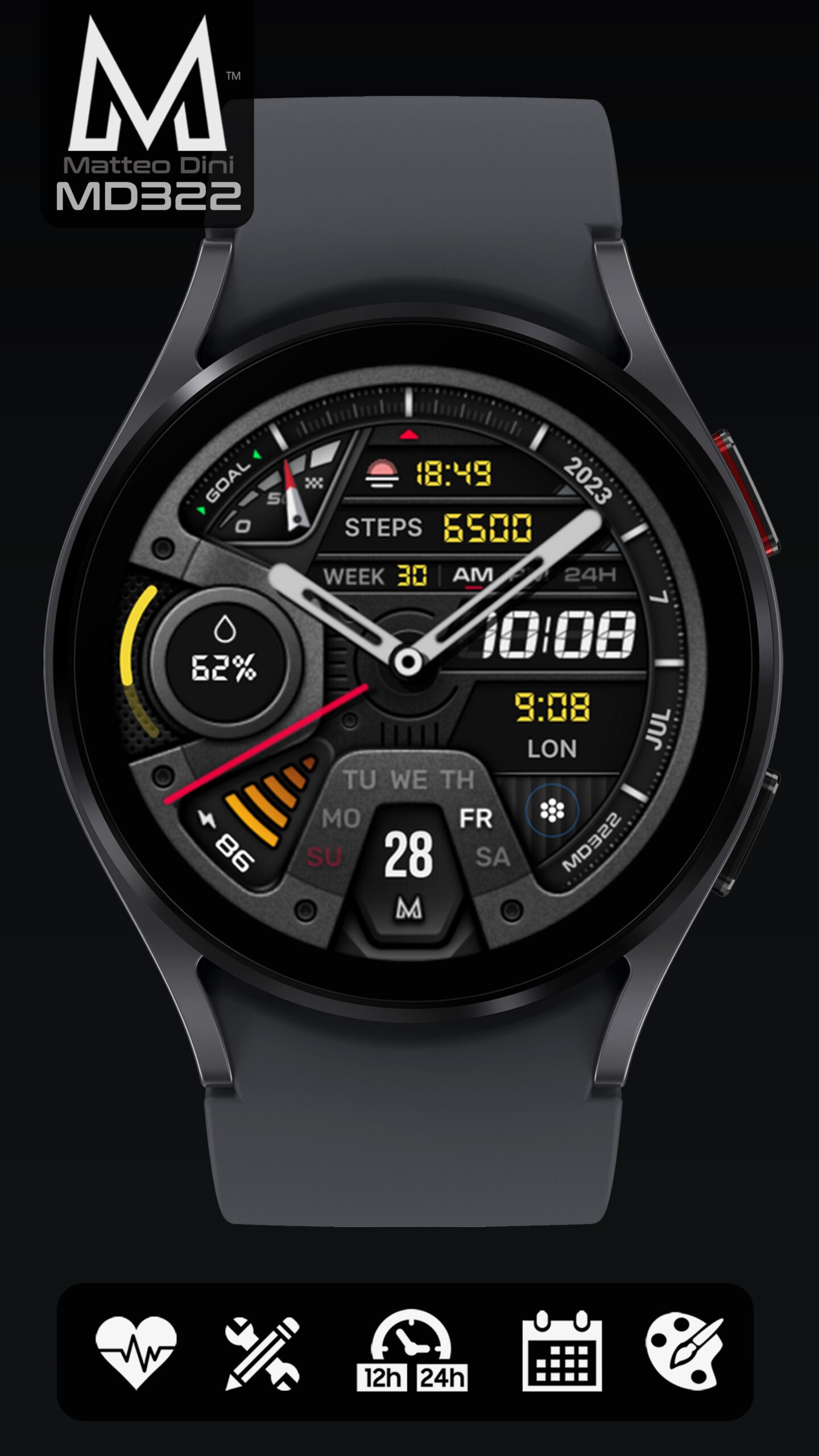 MD322 Hybrid Watch Face - Matteo Dini MD Wear OS Tizen
