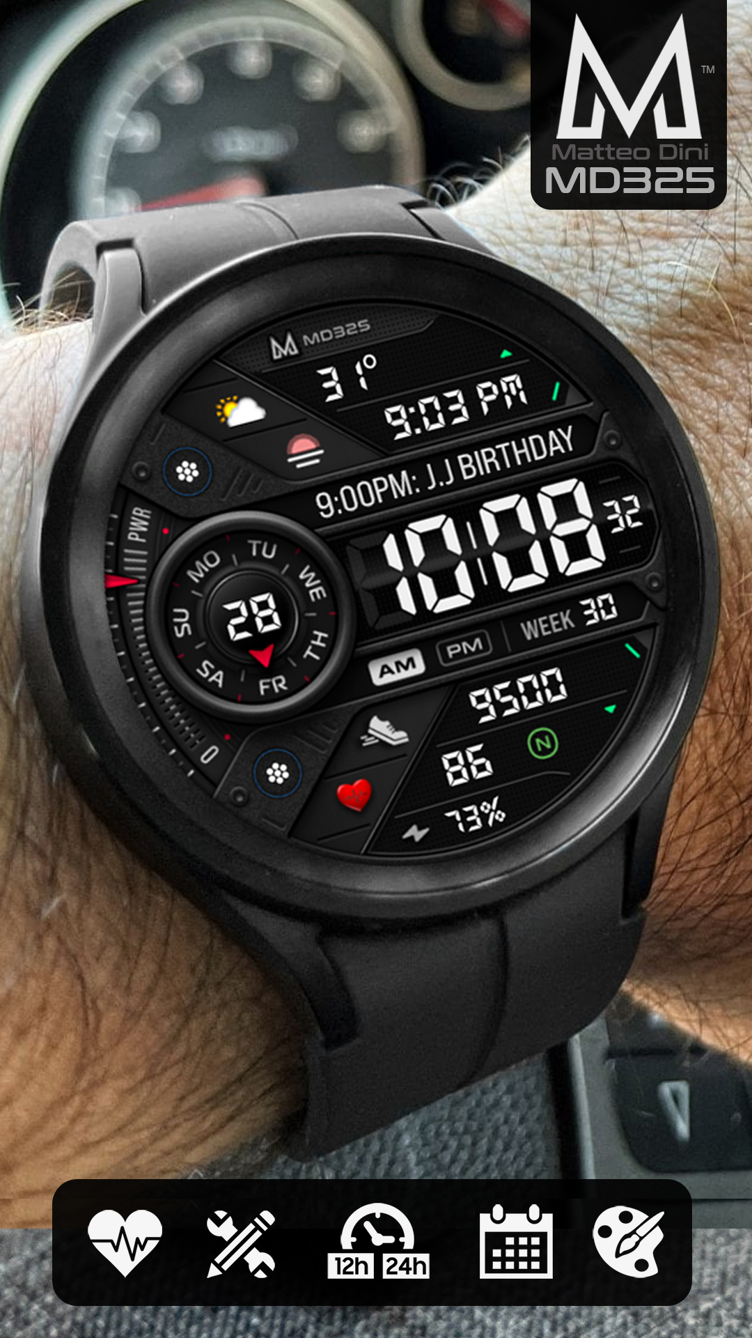 MD325 Digital Watch Face - Matteo Dini MD Wear OS Tizen