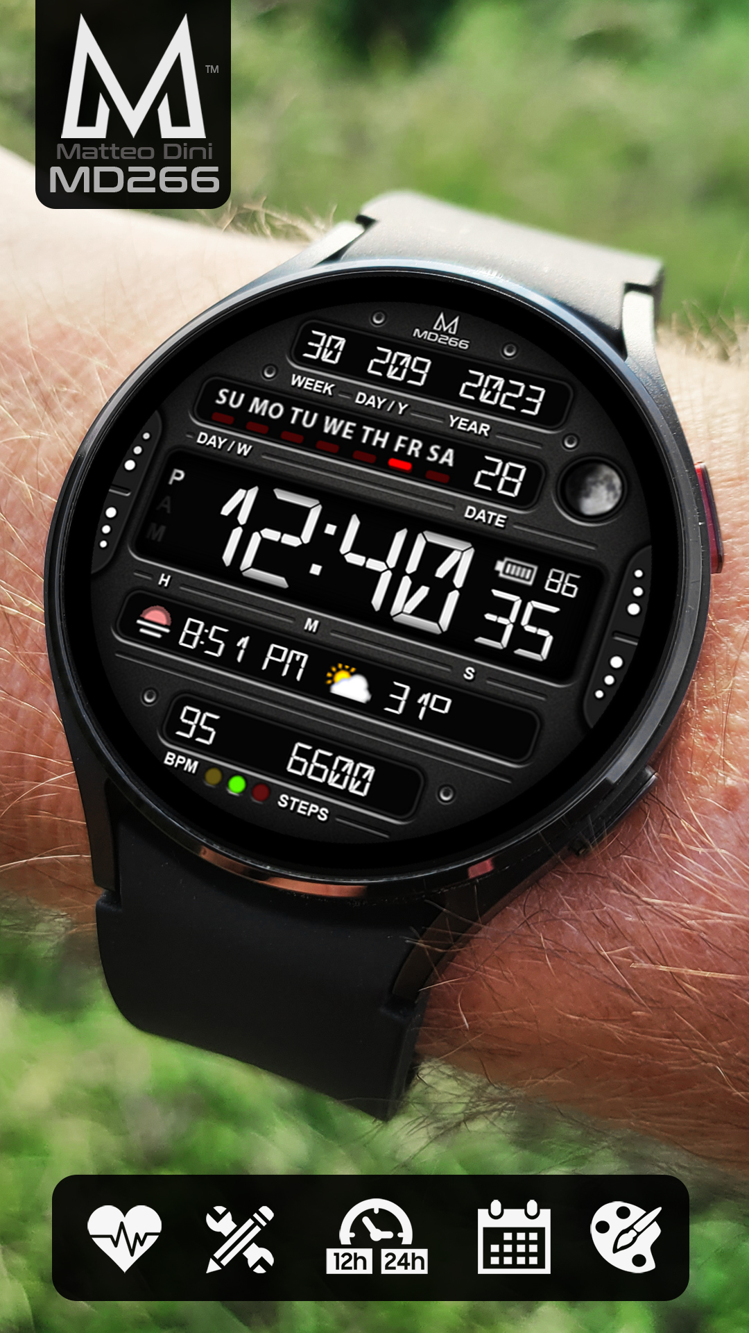 MD266 Classic Watch Face - Matteo Dini MD Wear OS Tizen