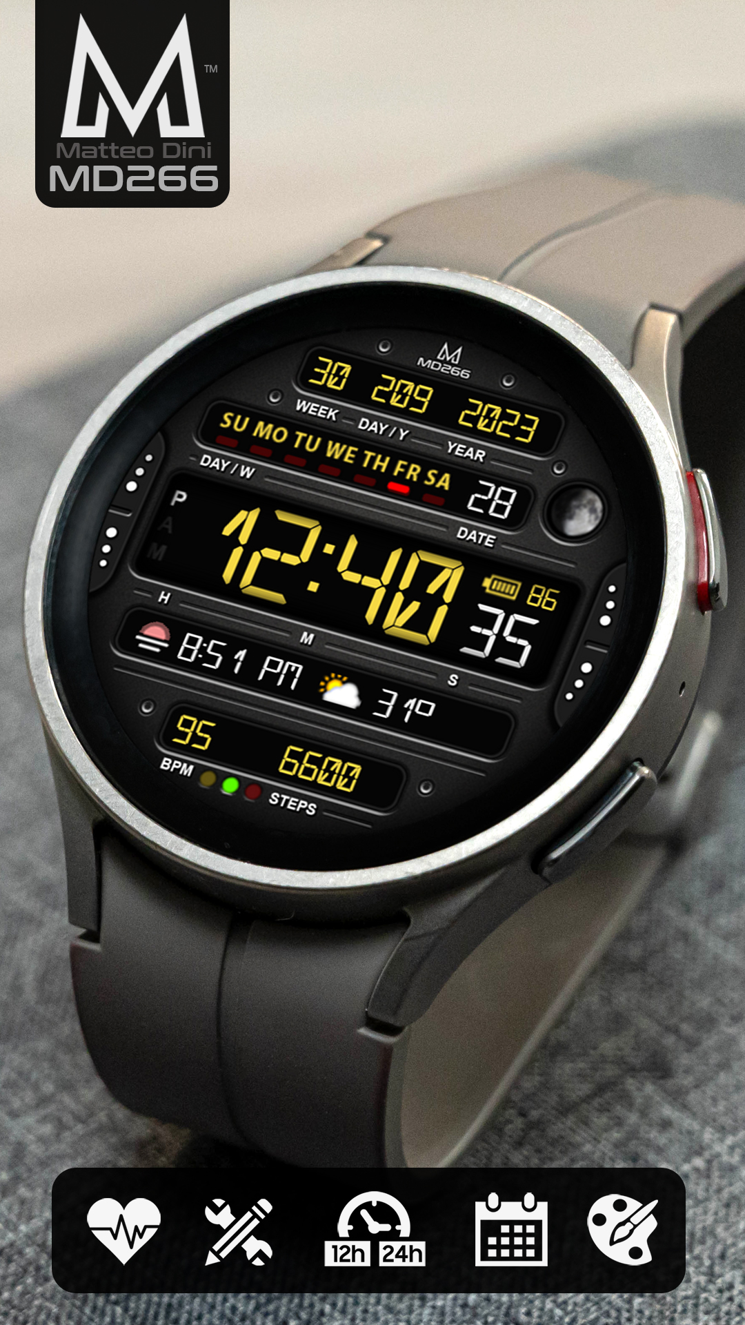 MD266 Classic Watch Face - Matteo Dini MD Wear OS Tizen