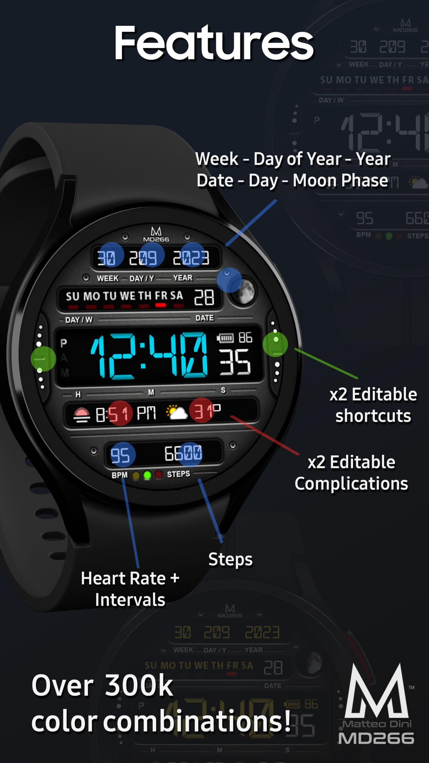 MD266 Classic Watch Face - Matteo Dini MD Wear OS Tizen