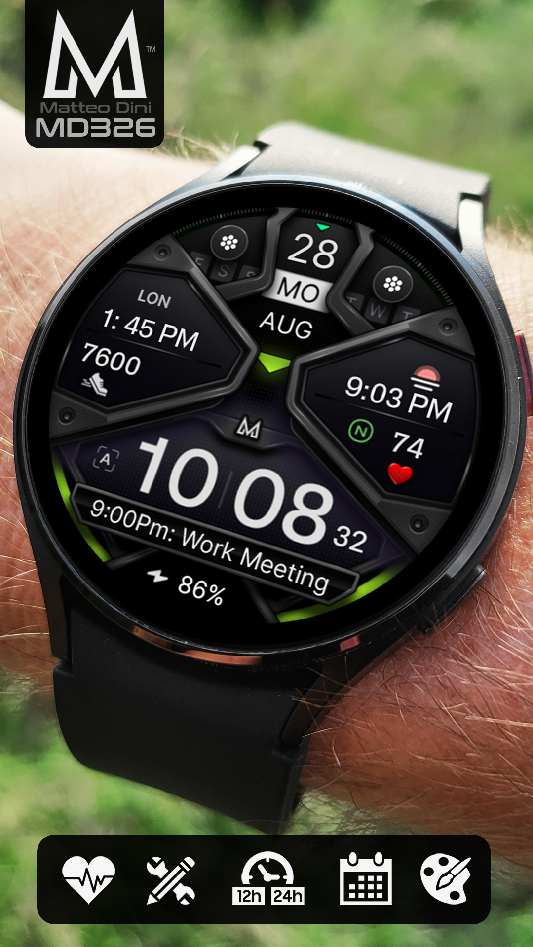 MD326 Modern Watch Face - Matteo Dini MD Wear OS Tizen