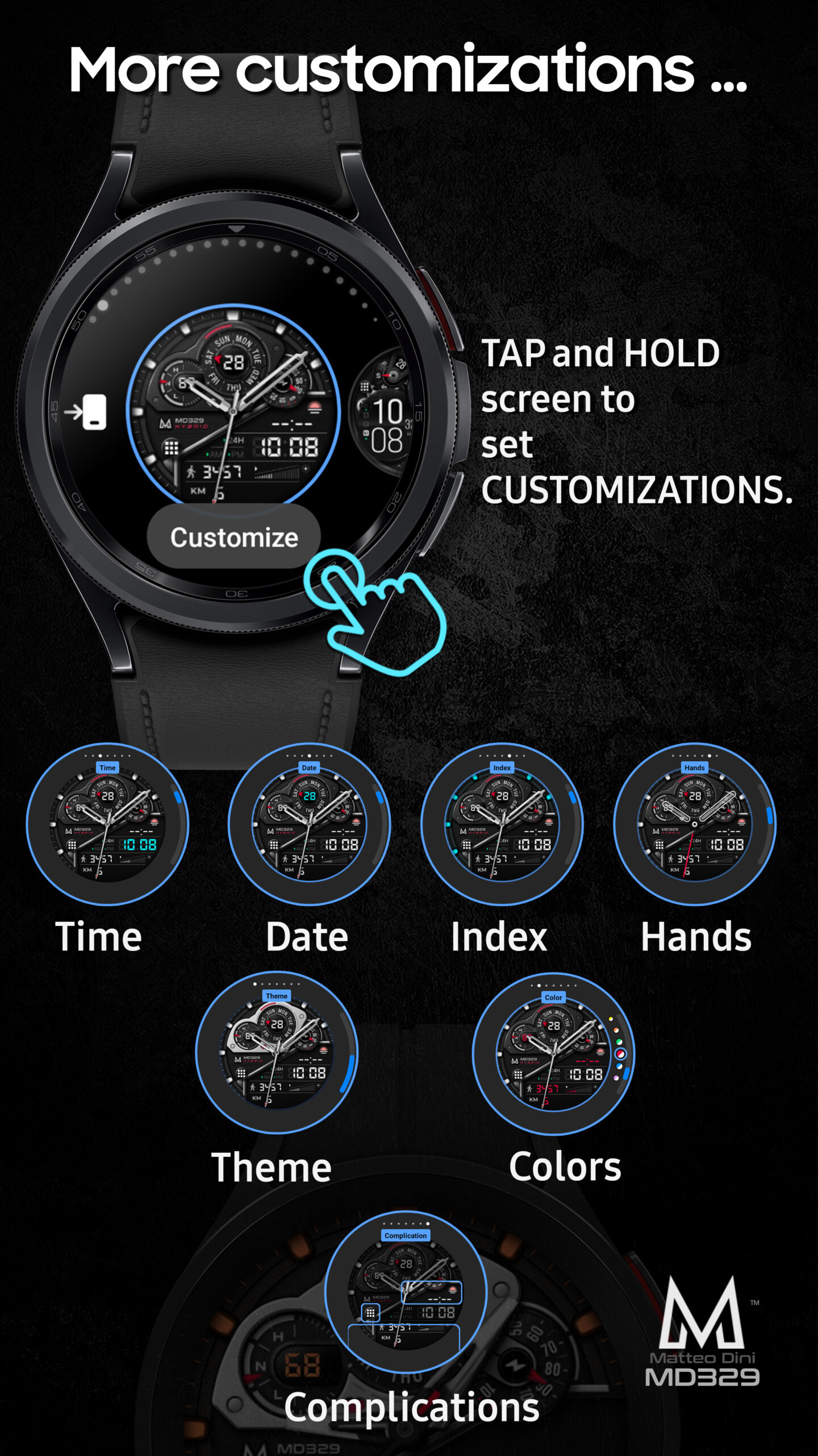 MD329 Hybrid Watch Face - Matteo Dini MD Wear OS Tizen