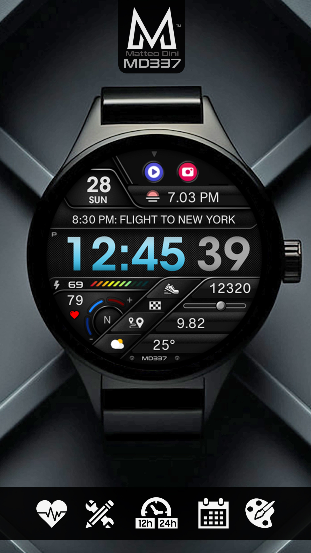 MD337 Digital watch face - Matteo Dini MD Wear OS Tizen